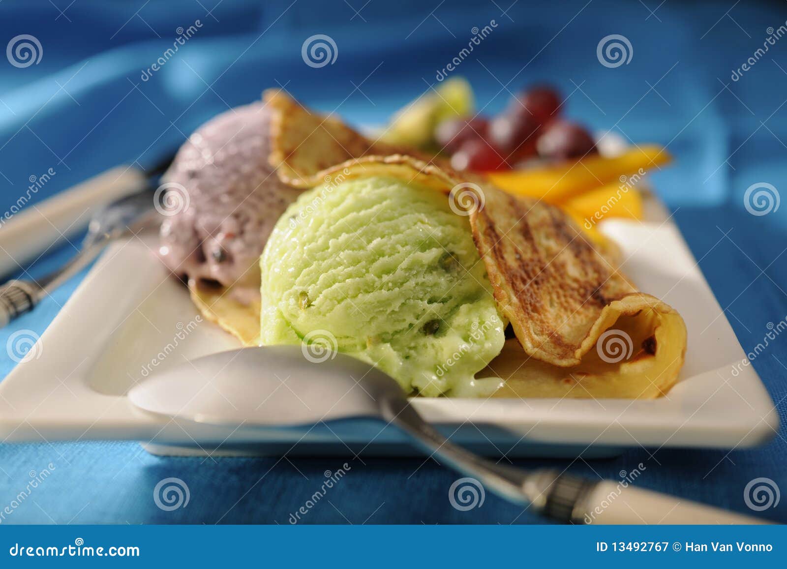 Two scoops of ice cream stock image. Image of gourmet - 13492767