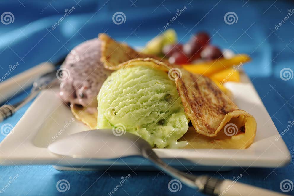 Two scoops of ice cream stock image. Image of gourmet - 13492767