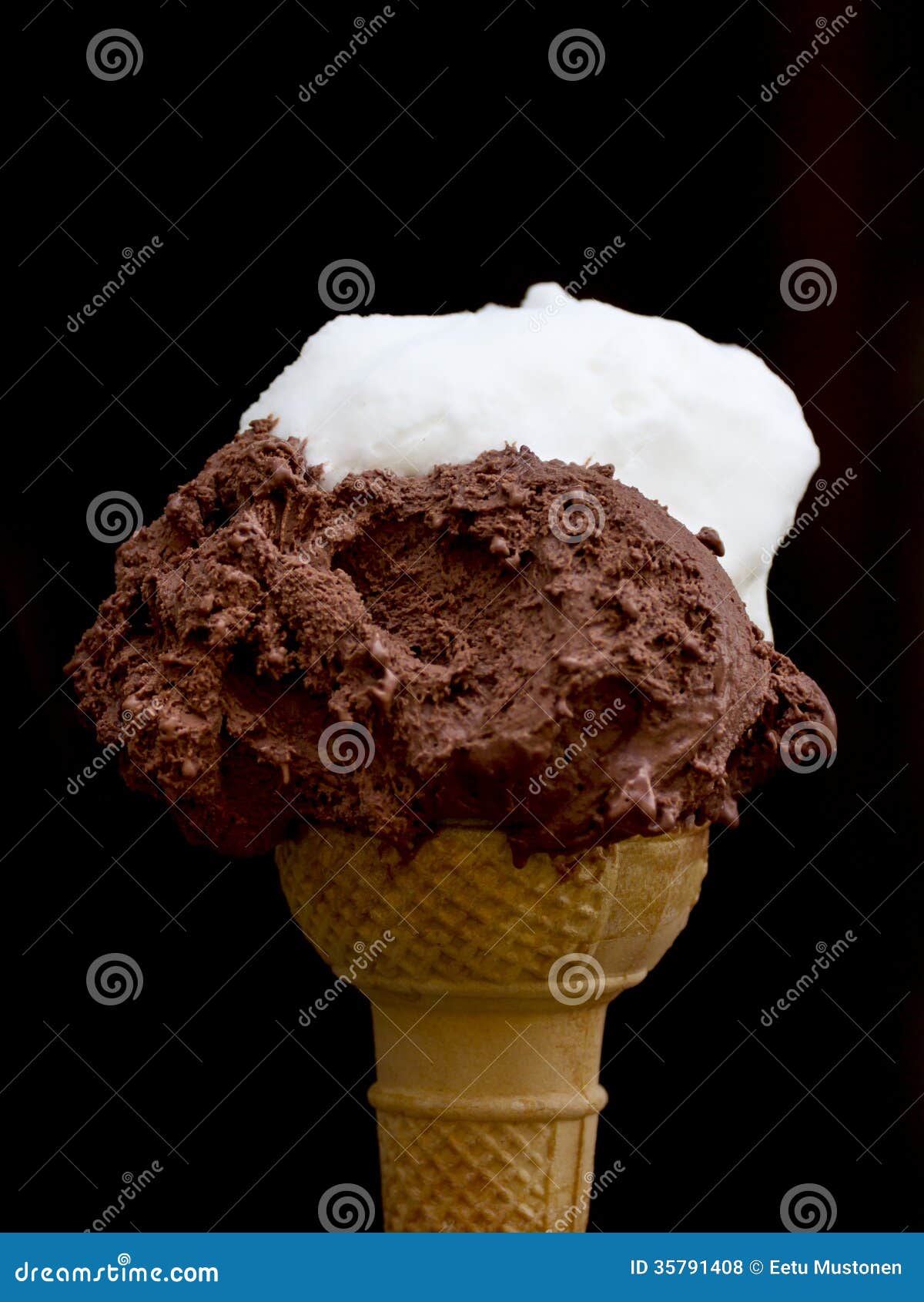 Two Scoops of Ice Cream in a Cone Stock Photo - Image of liquid ...