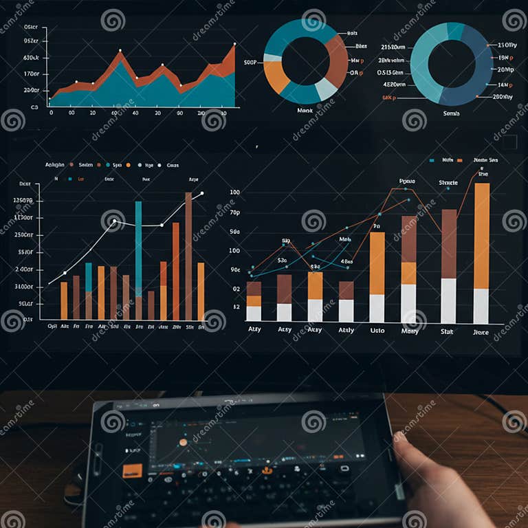 Two Screens Display Data Visualizations. the Larger Screen Shows Three ...