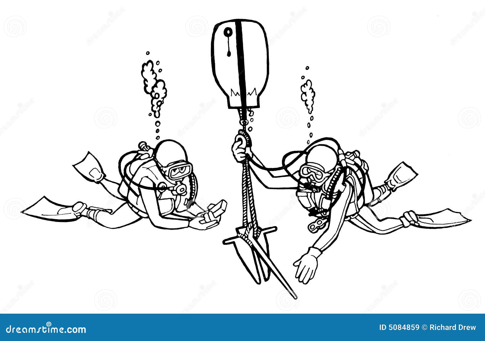 Two Scuba Divers Salvage Diving Stock Illustration - Illustration of ...