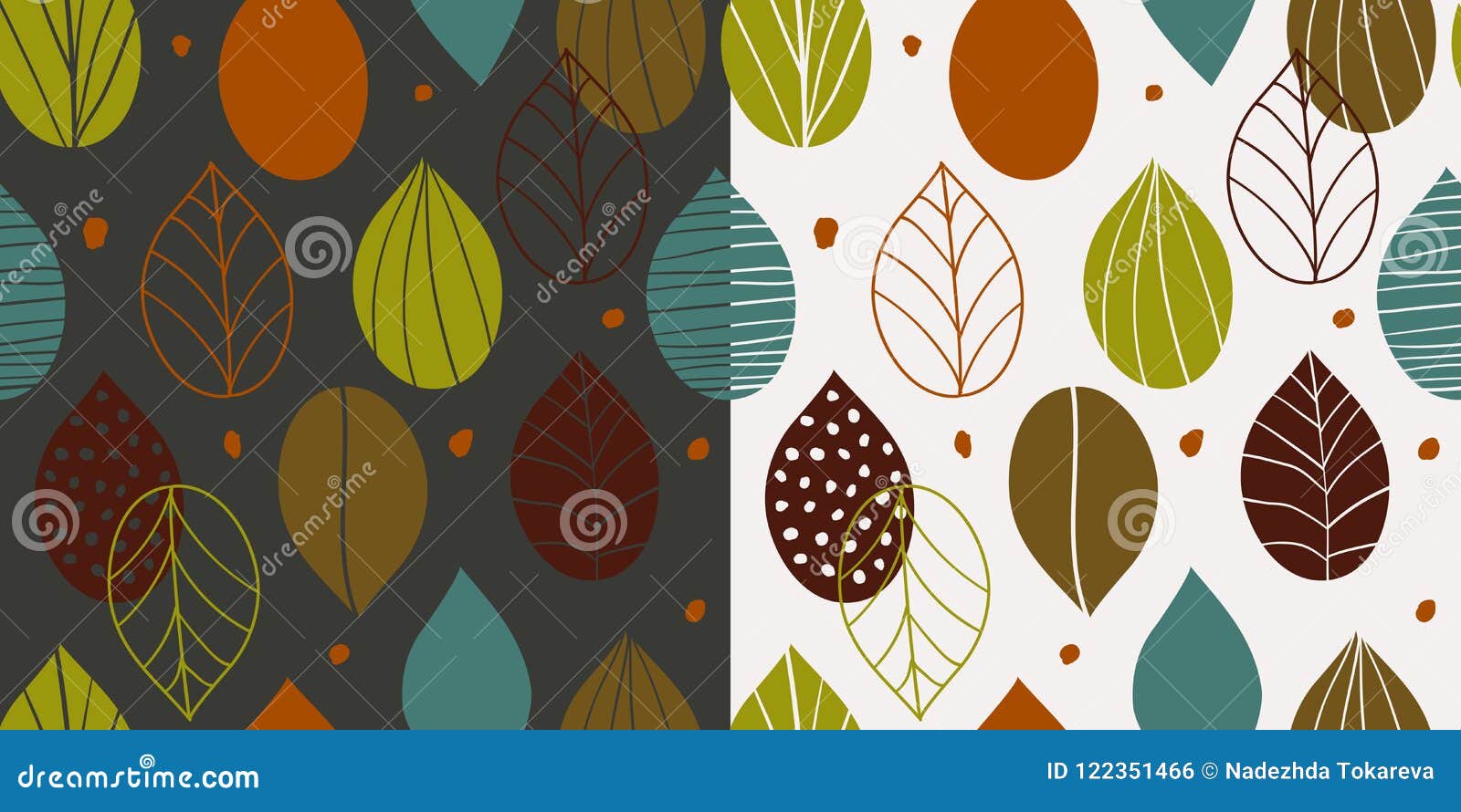 Two Seamless Autumn Scandinavian Patterns Stock Vector - Illustration ...