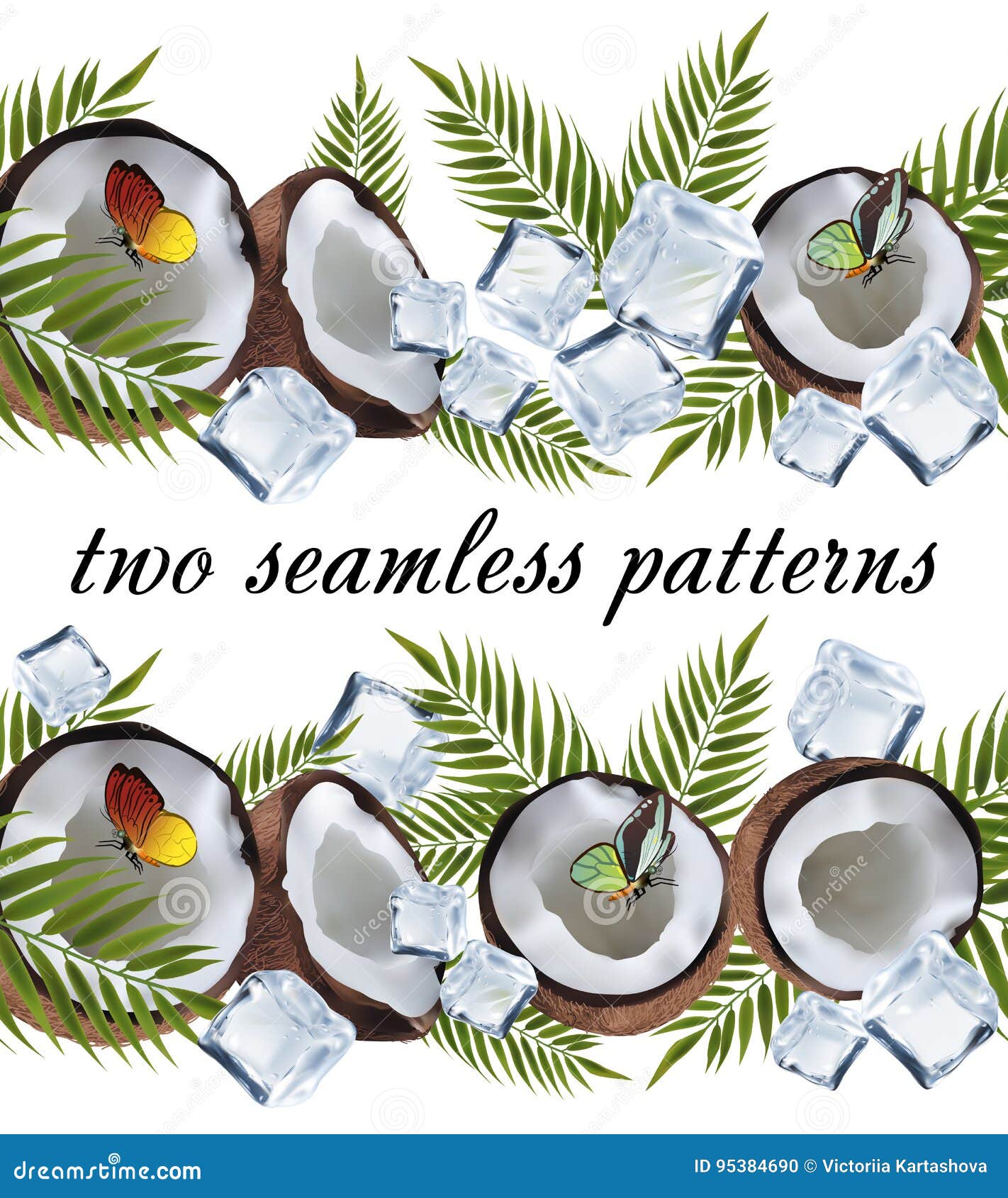 Seamless Coconut Vector Pattern. Minimalistic Food Background. Vitamins ...