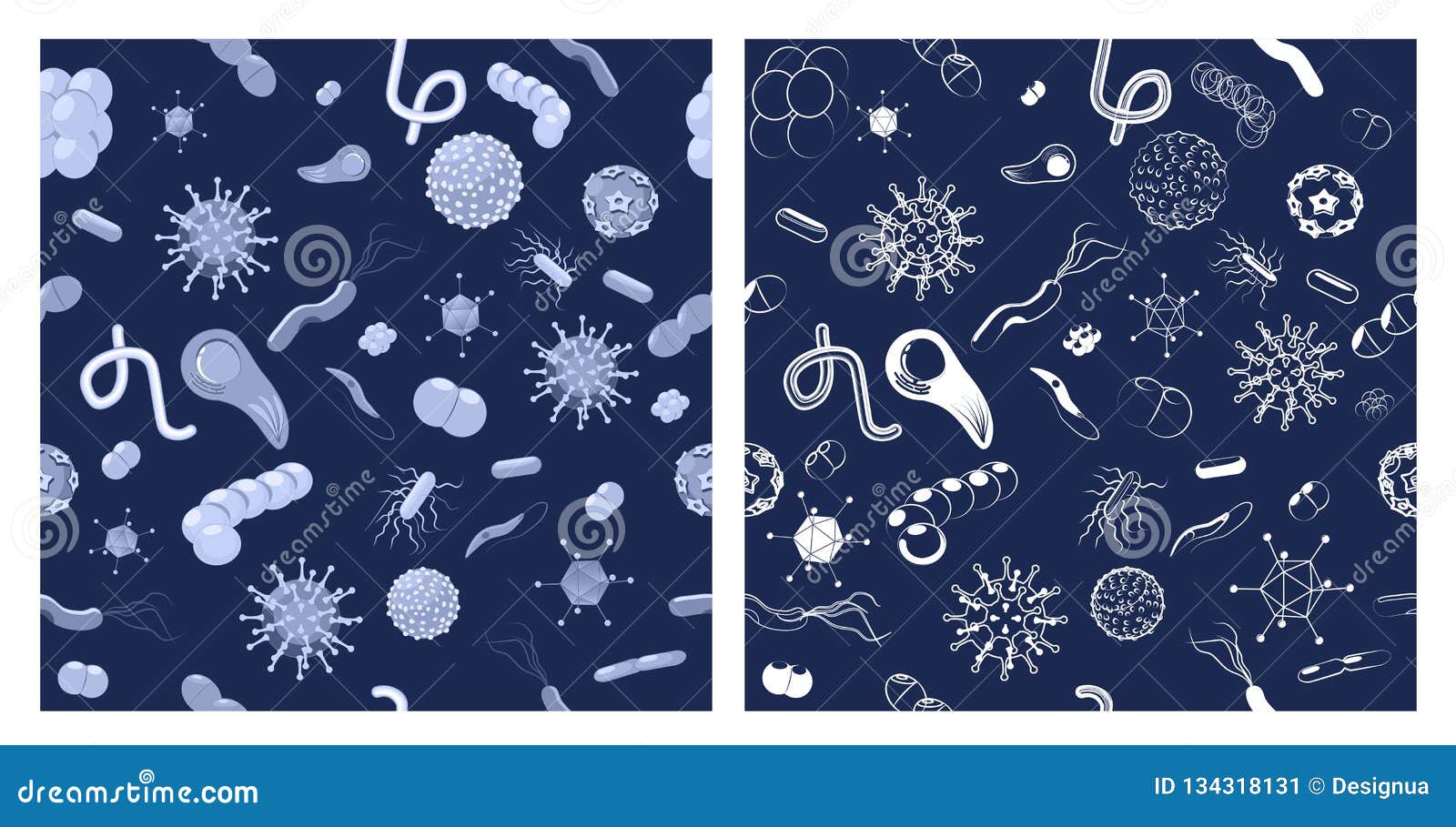 Two Seamless Patterns with Bacteria and Viruses Stock Vector ...