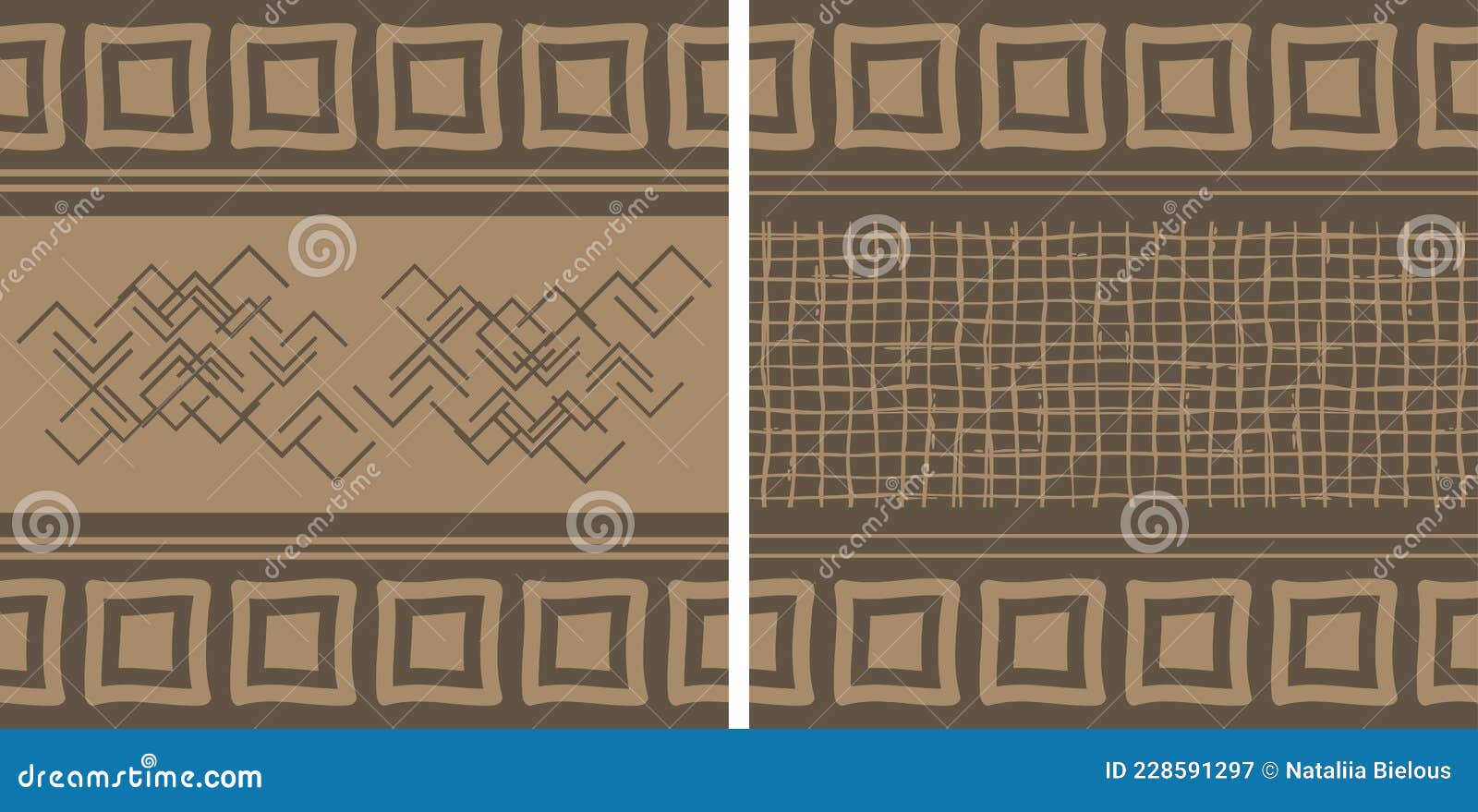 Two Seamless Patterns of Vintage Border Stock Vector - Illustration of ...