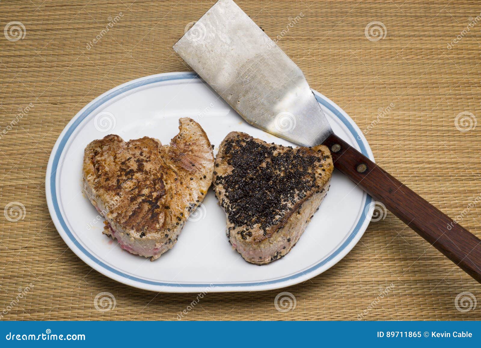 Two seared tina fish stock image. Image of board, cooking - 89711865