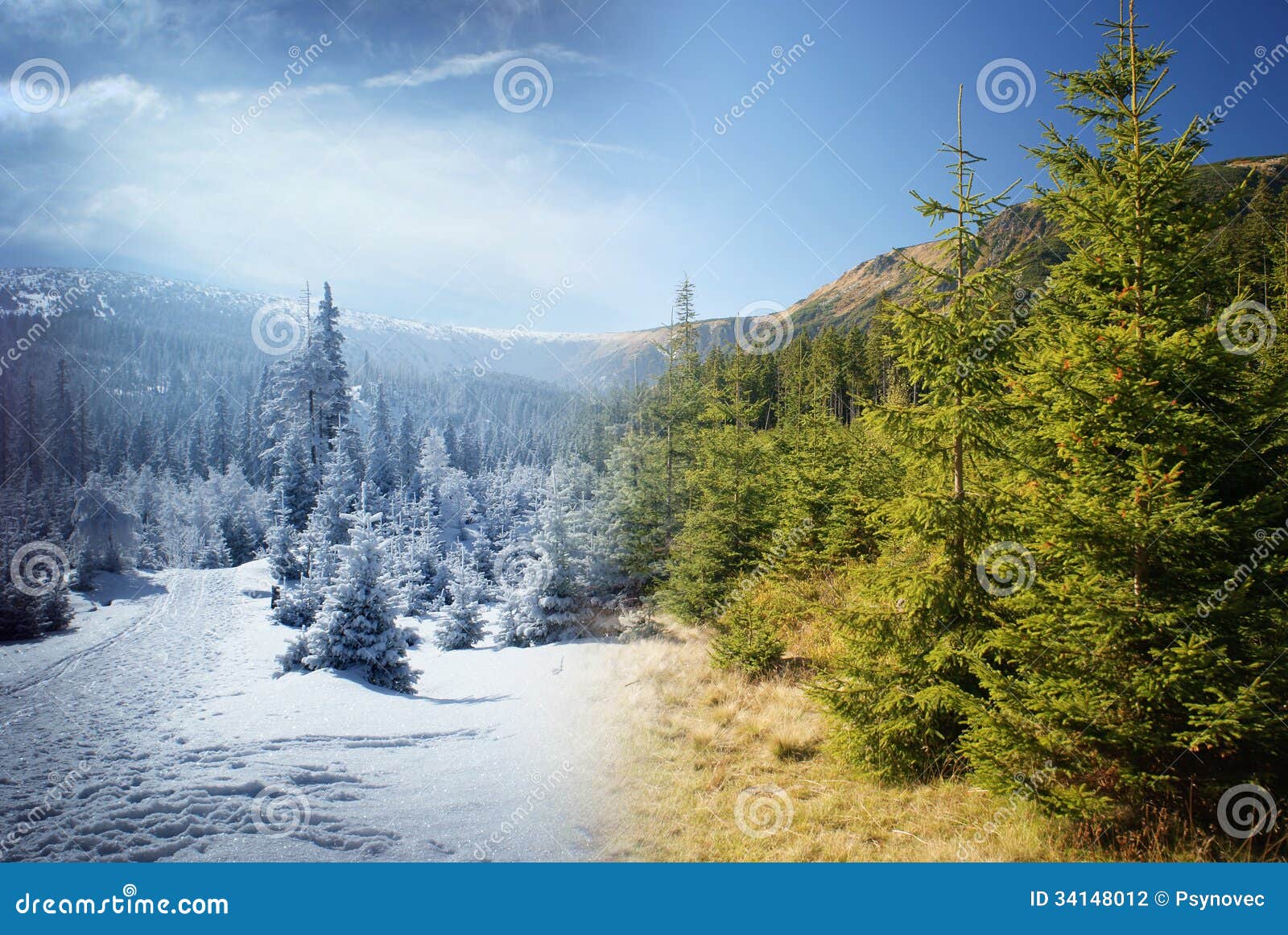 Two seasons stock photo. Image of frozen, clean, natural - 34148012