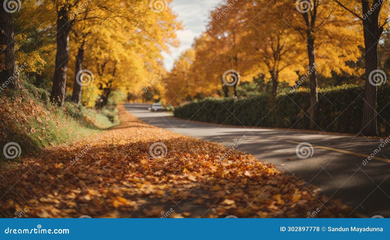 Two Seasons on Different Sides of a Road Stock Illustration ...