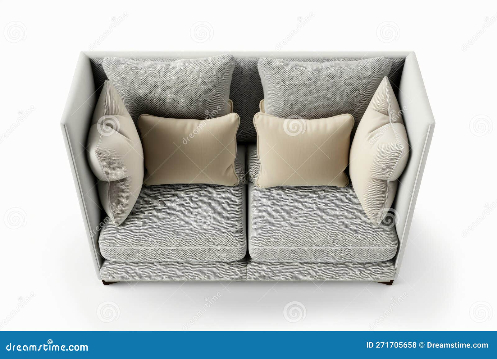 Two Seater Contemporary Fabric Sofa, Top View, White Background Stock ...