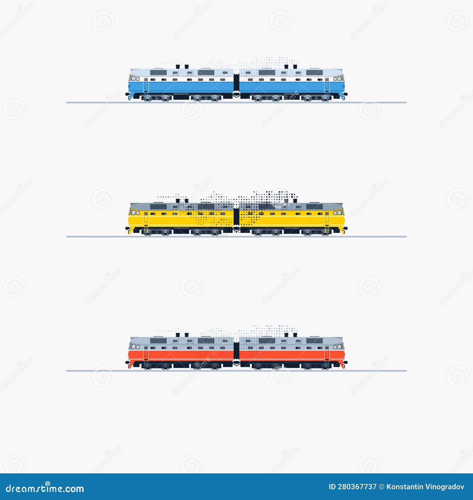 Two-section Diesel Locomotive. Side View Stock Vector - Illustration of ...