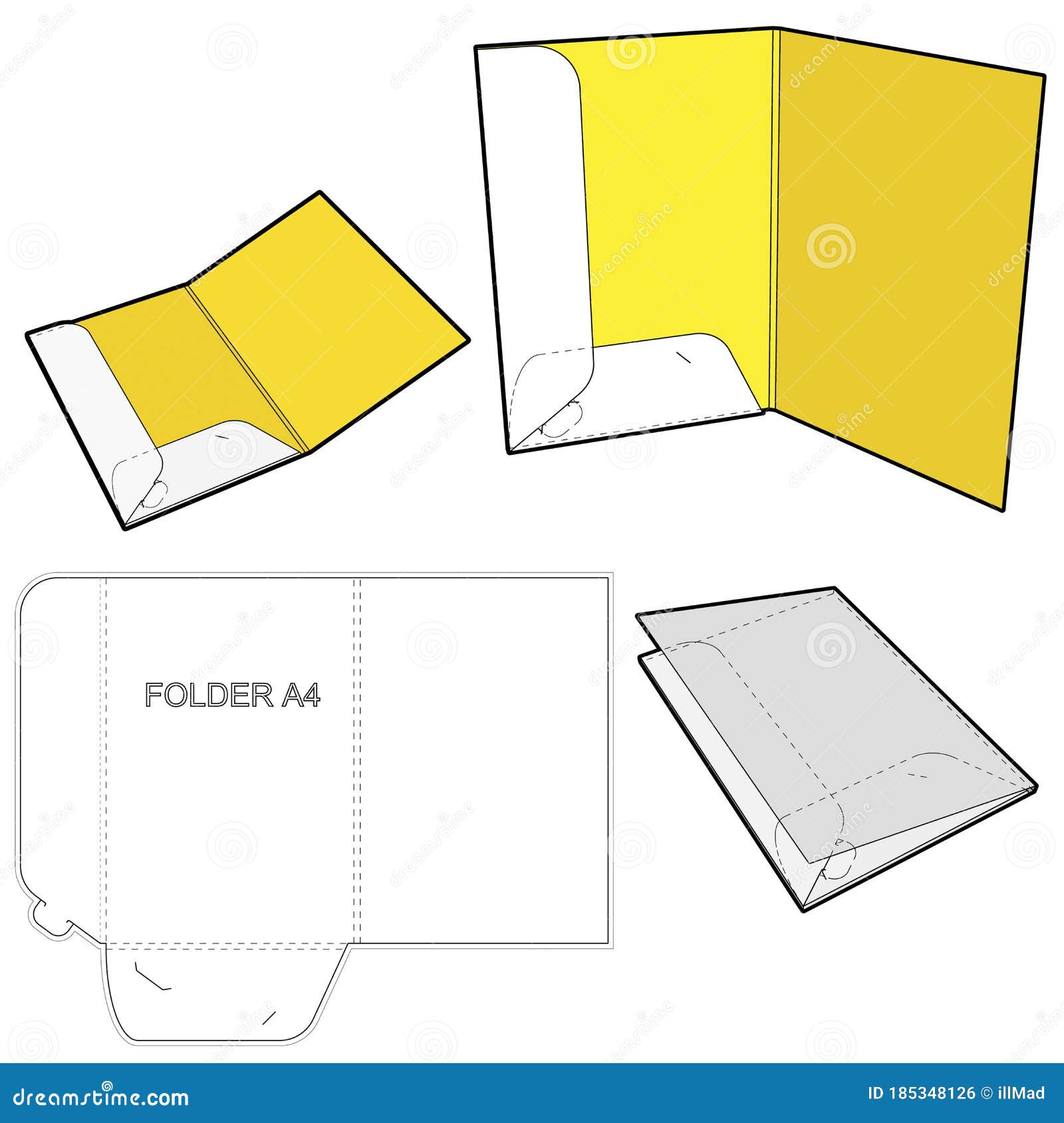 Two Section Folder for A4 Documents. Die Cut Stamp Stock Vector ...