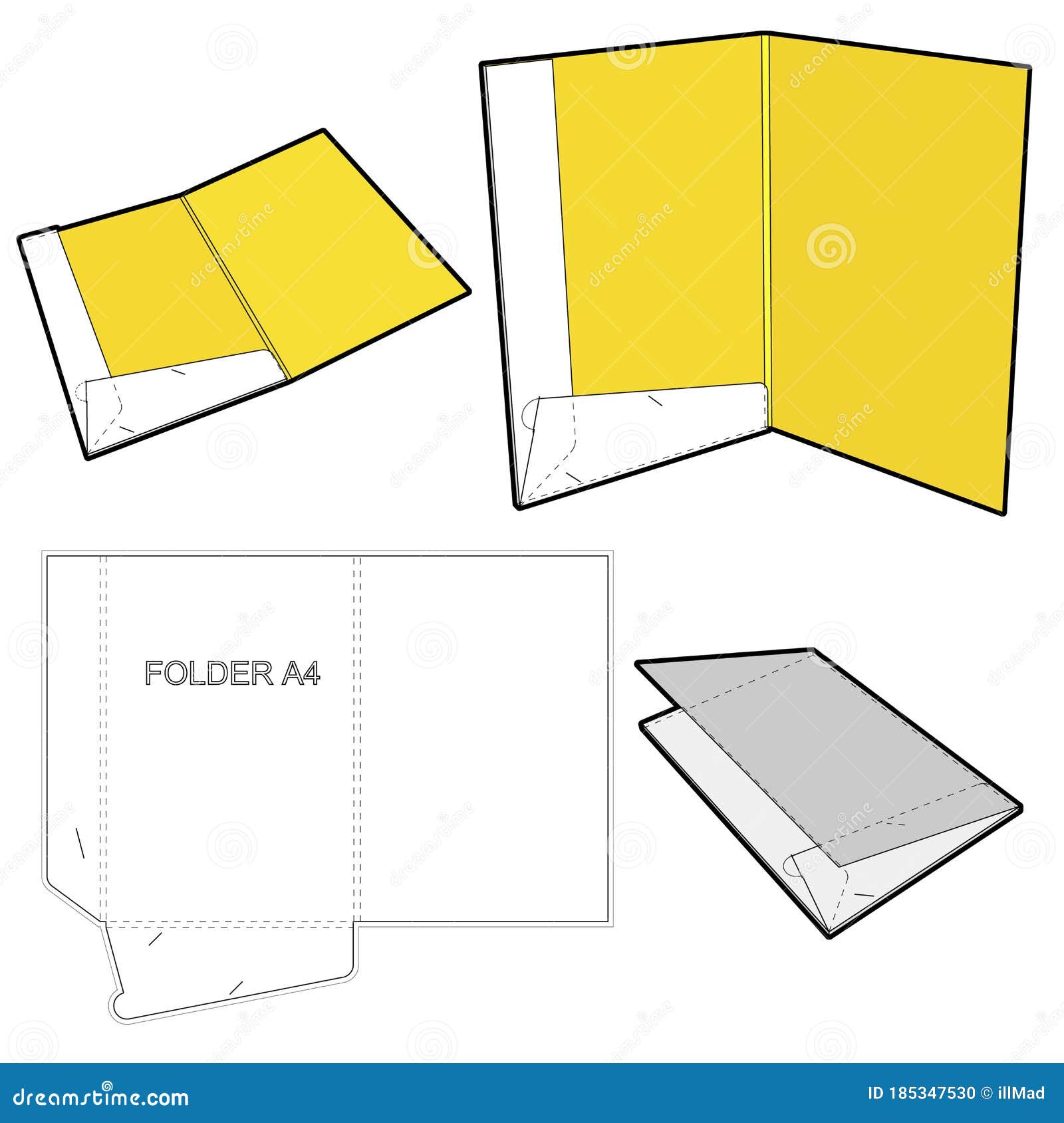 Two Section Folder for A4 Documents. Die Cut Stamp Stock Vector ...