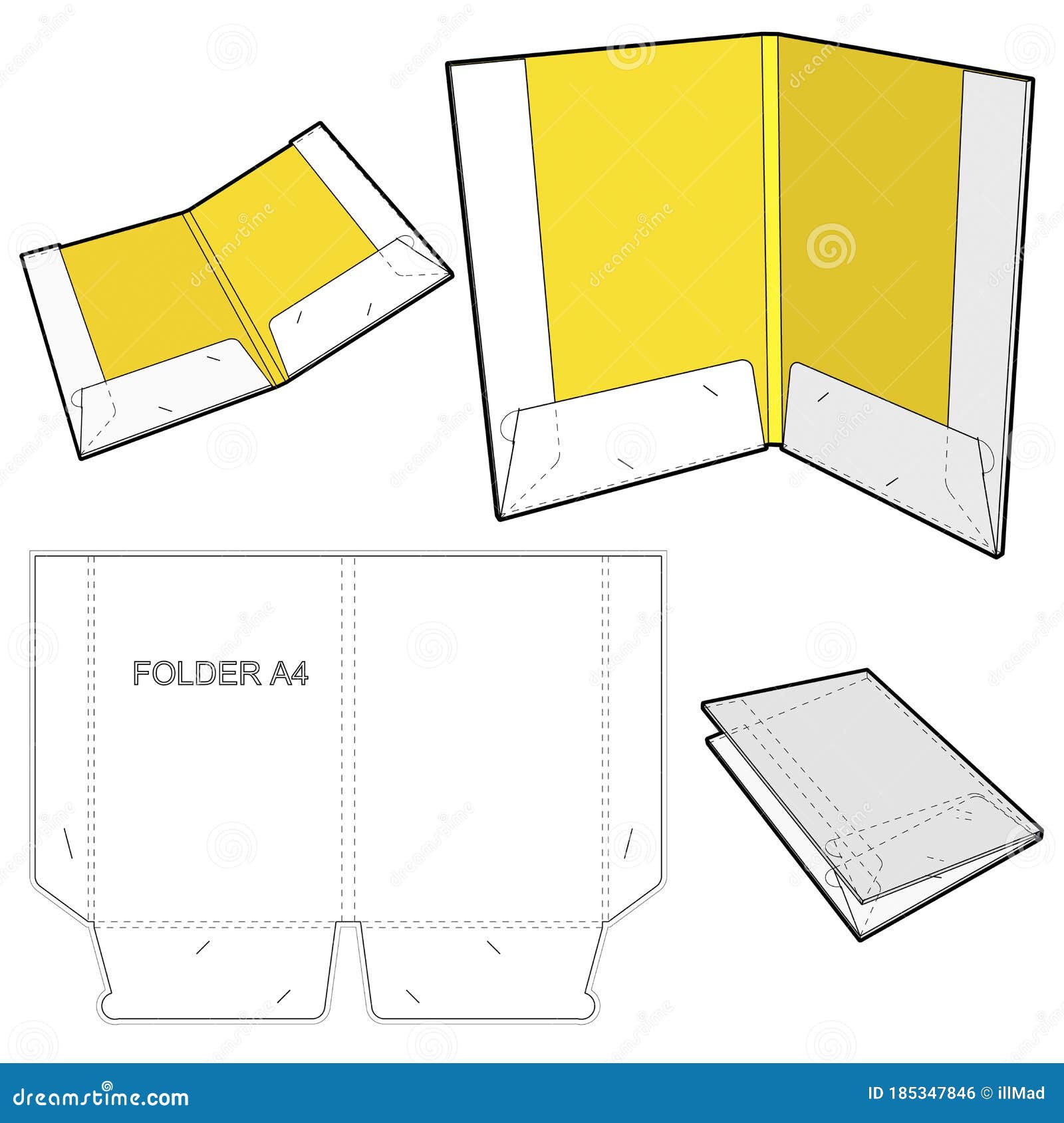 Two Section Folder for A4 Documents. Die Cut Stamp Stock Vector ...