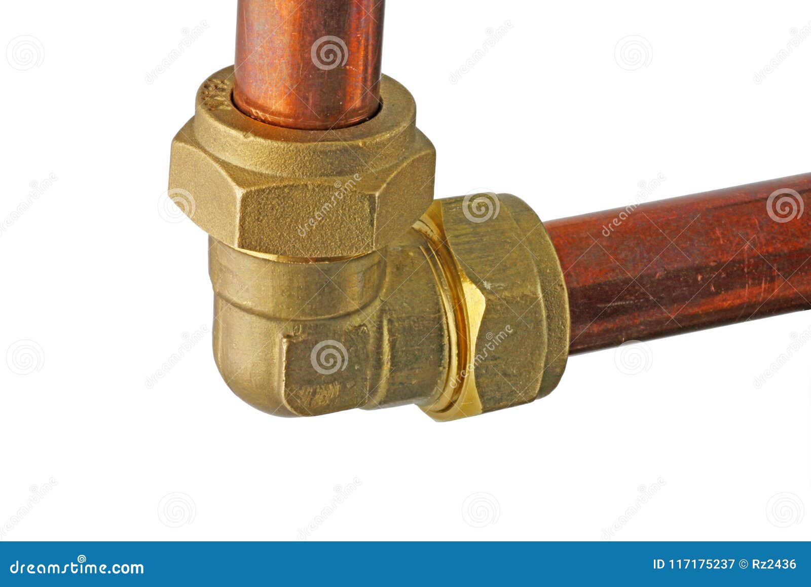 Copper Compression Pipework Stock Image - Image of fitting, inch: 117175237