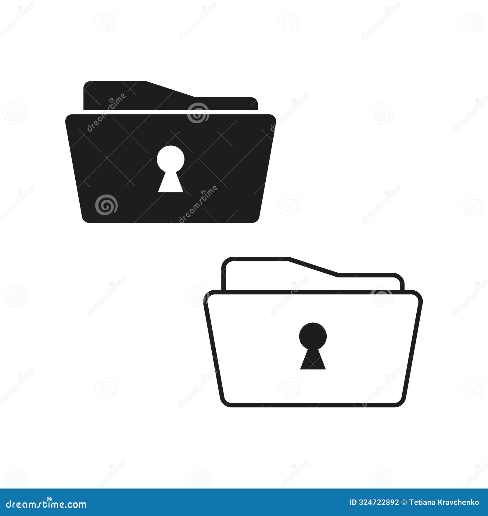 Two Secure Folder Icons. Security Concept. Minimalist Black Design ...