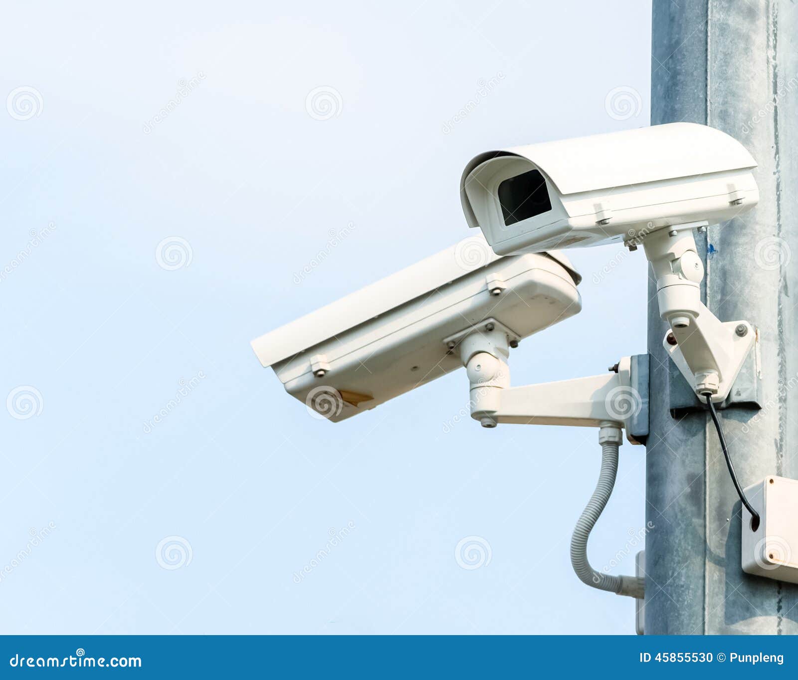 Two Security Cameras, CCTV Camera Stock Photo - Image of control ...