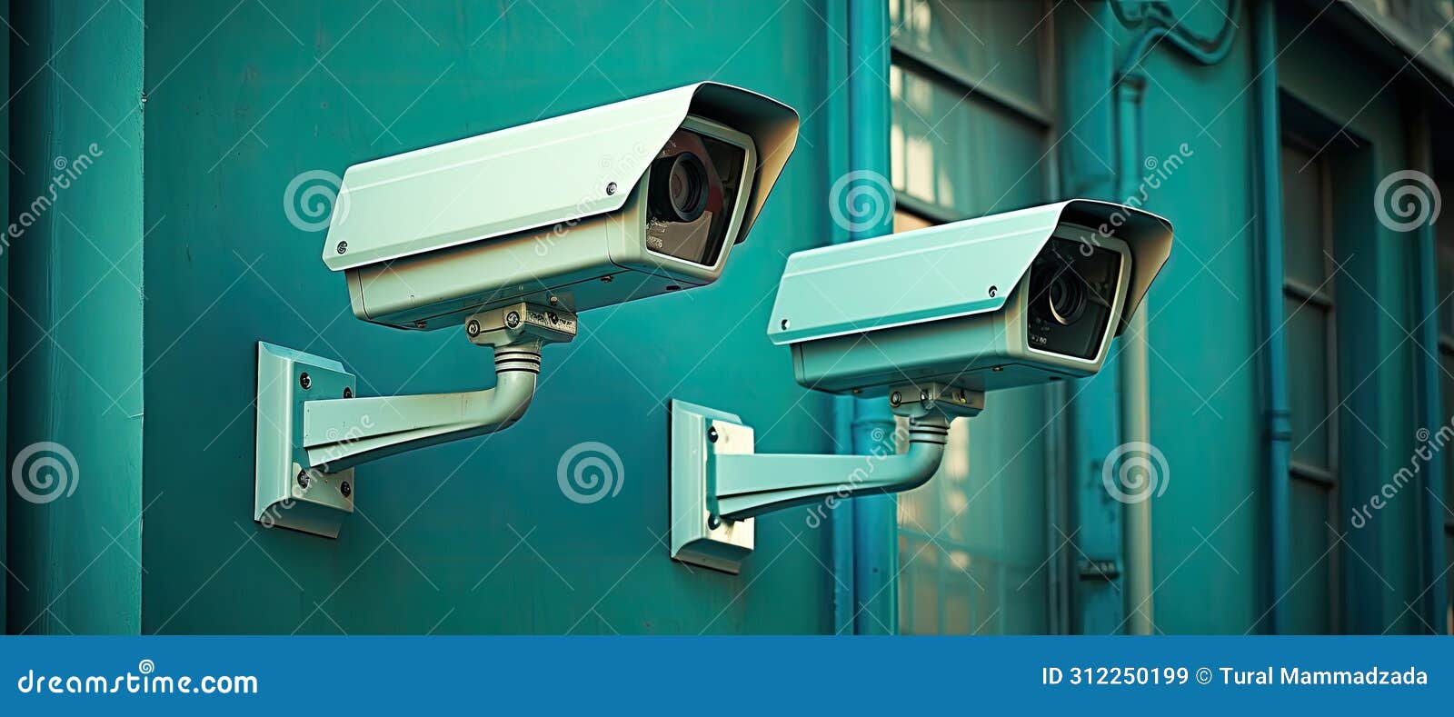Two Security Cameras are Fixed on the Buildings Side Stock Illustration ...