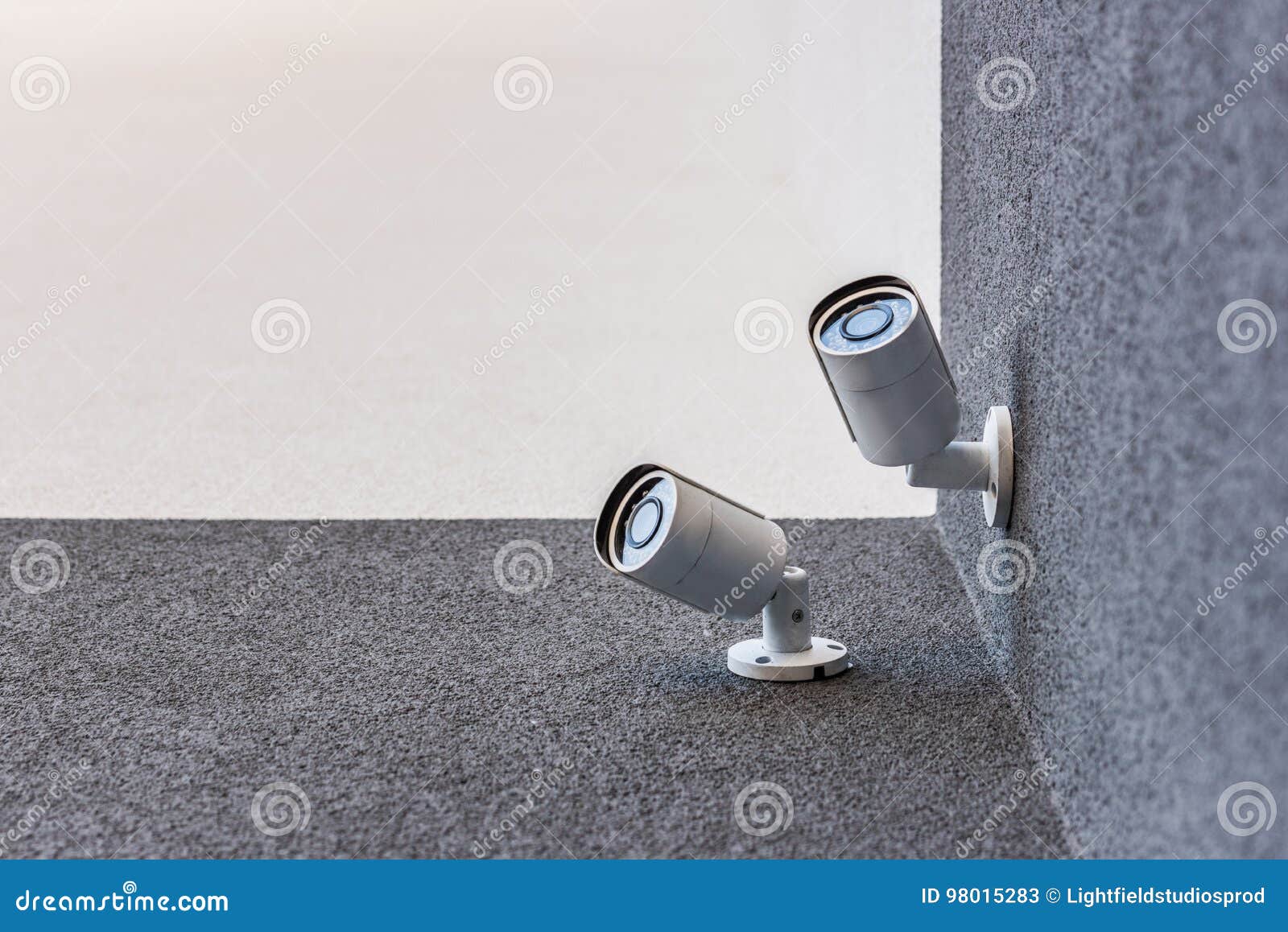 Two Security Cameras on Office Building, Security System Concept Stock ...