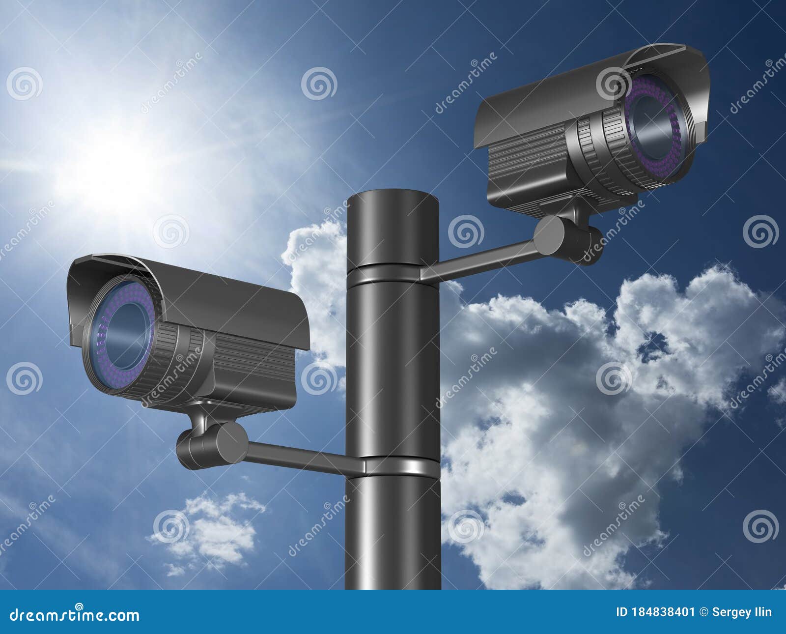 Security Cameras CCTV On A Computer Laptop Screen Screen, Blur Empty ...