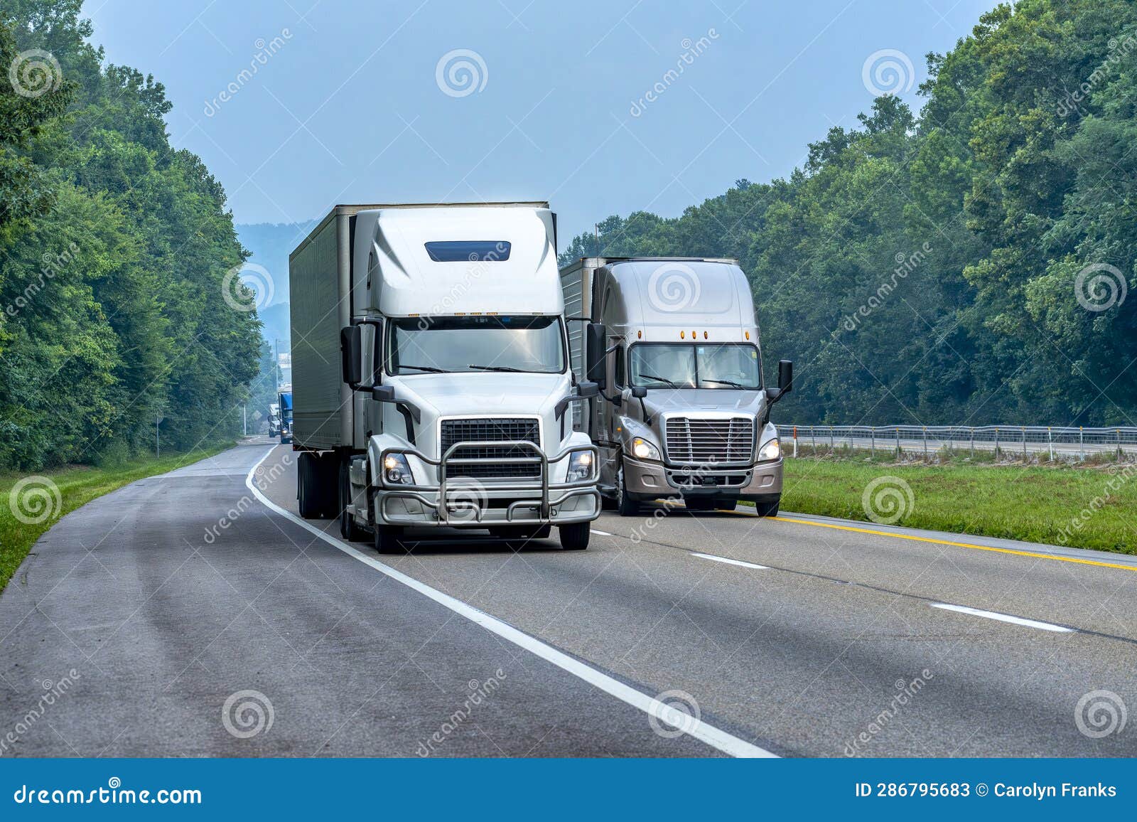 Two Semis on the Interstate with Light Traffic Stock Image - Image of ...
