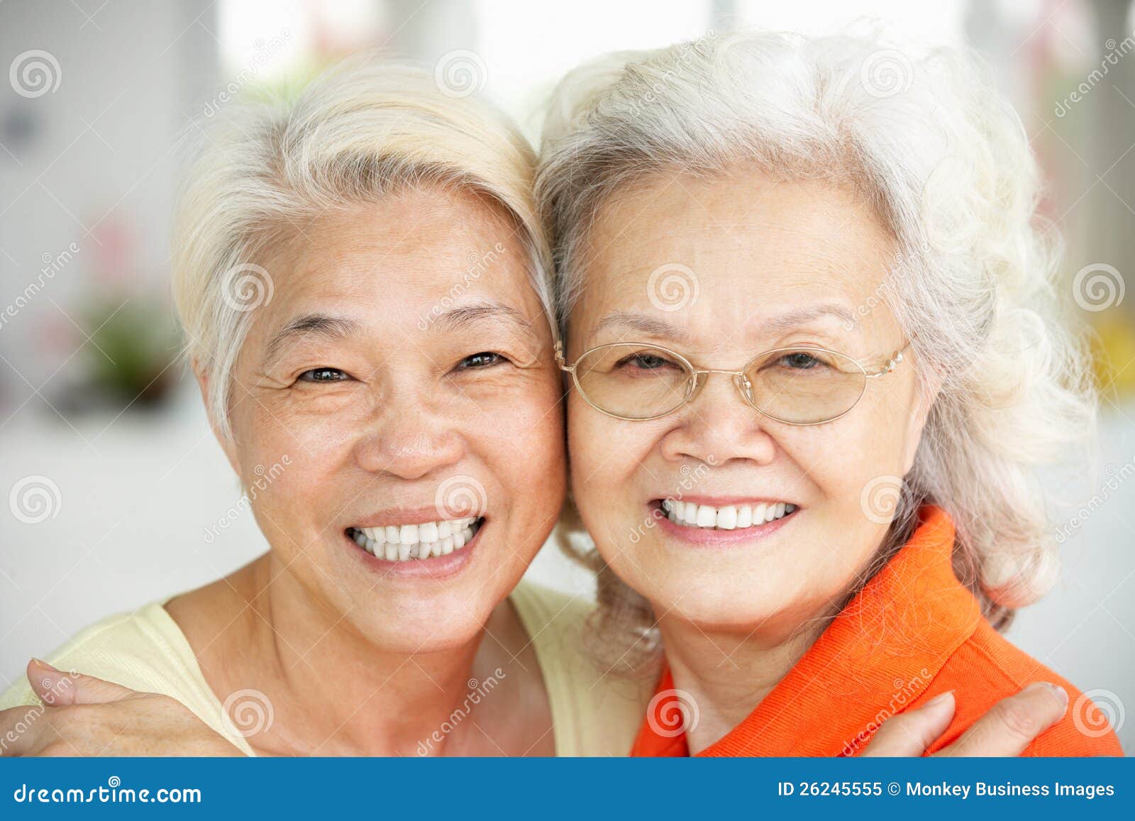 Two Senior Chinese Women Sitting at Home Stock Image - Image of home ...
