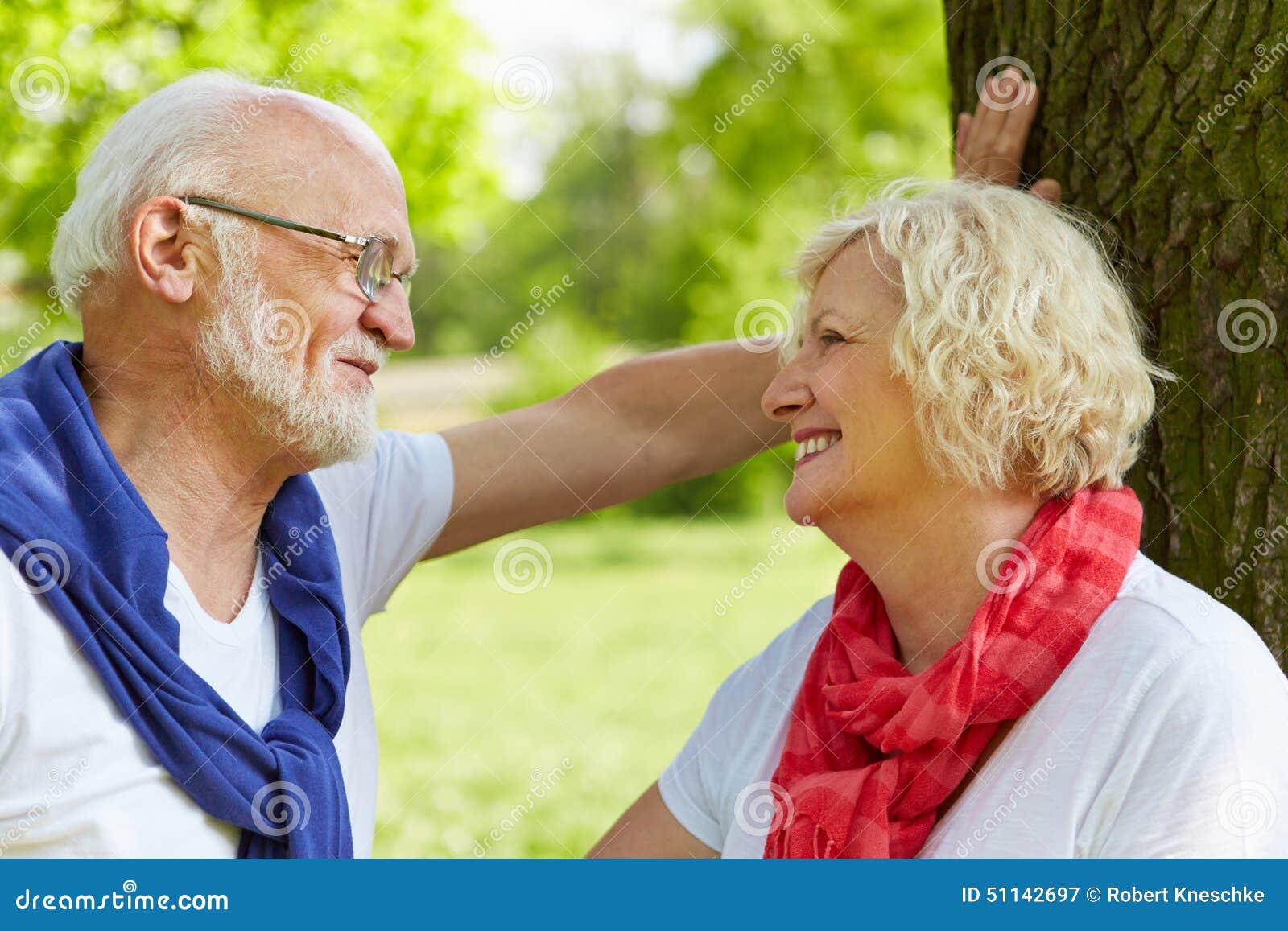Two Senior People Flirting in Park Stock Image - Image of chat, glasses ...