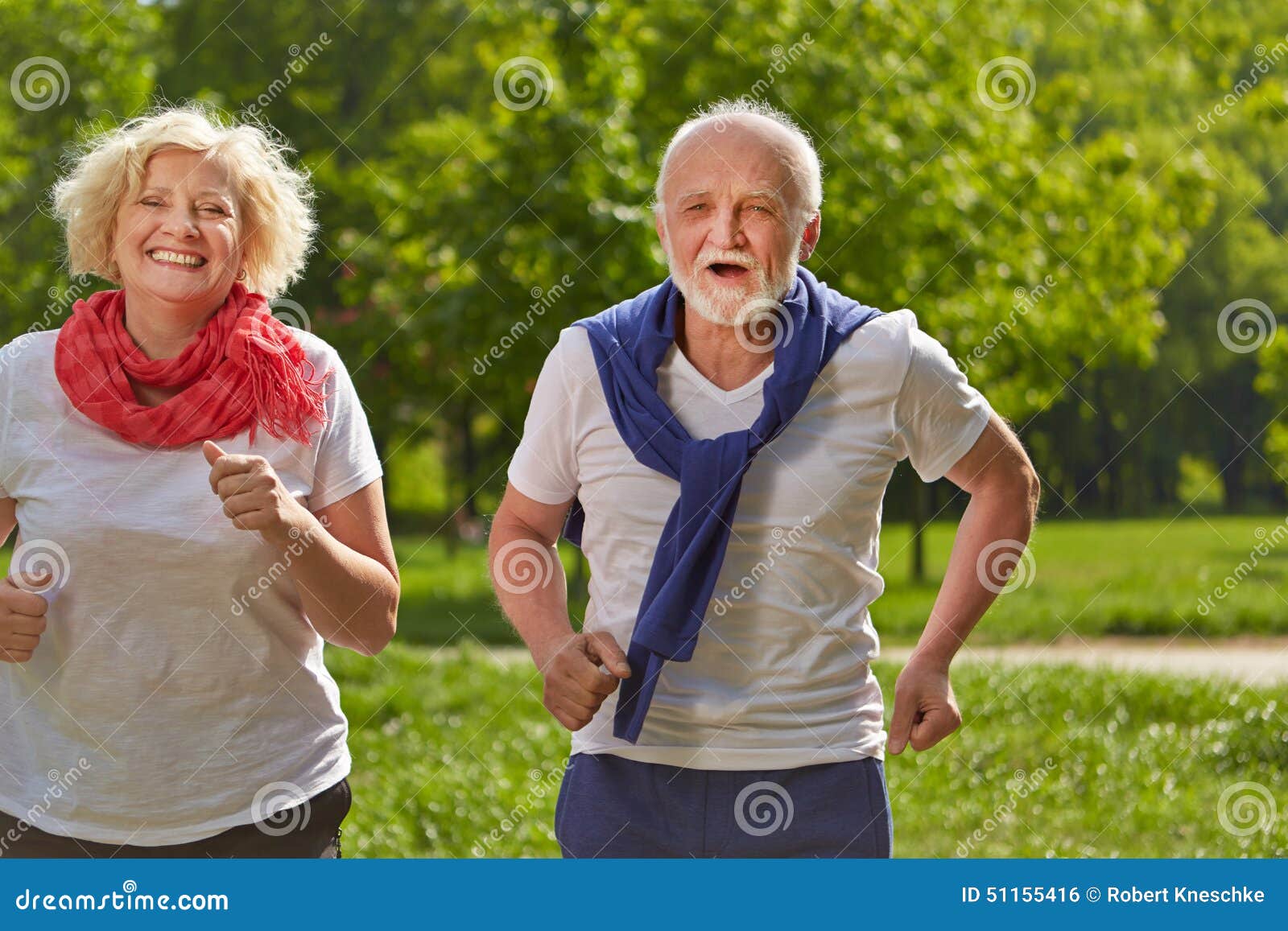 Two Senior People Jogging in a Park Stock Photo - Image of senior ...