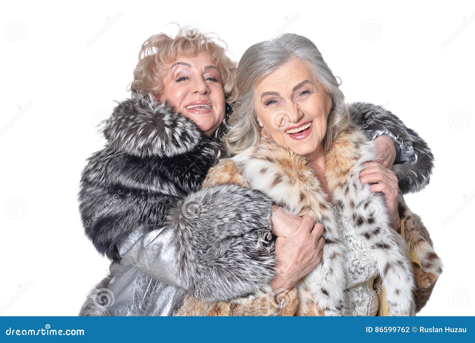 Two Senior Women Isolate on White Stock Photo - Image of background ...