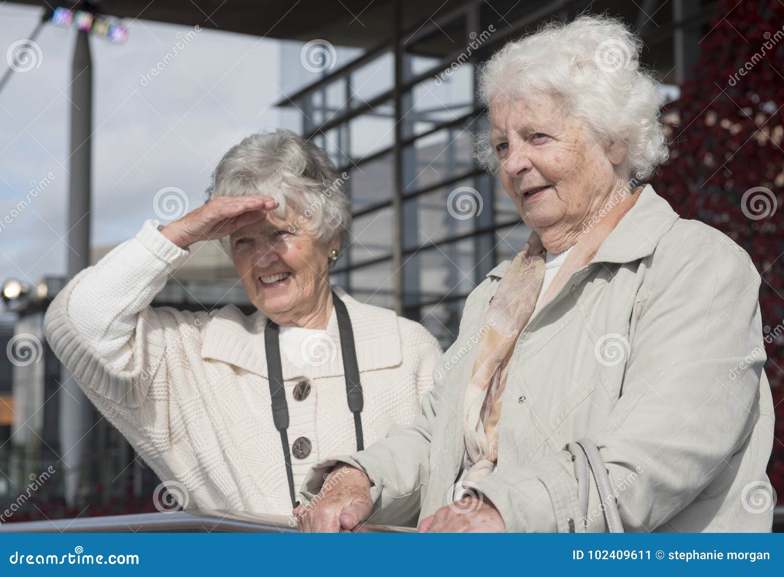 Two Senior Women Talking Outdoors Stock Image - Image of outdoors ...