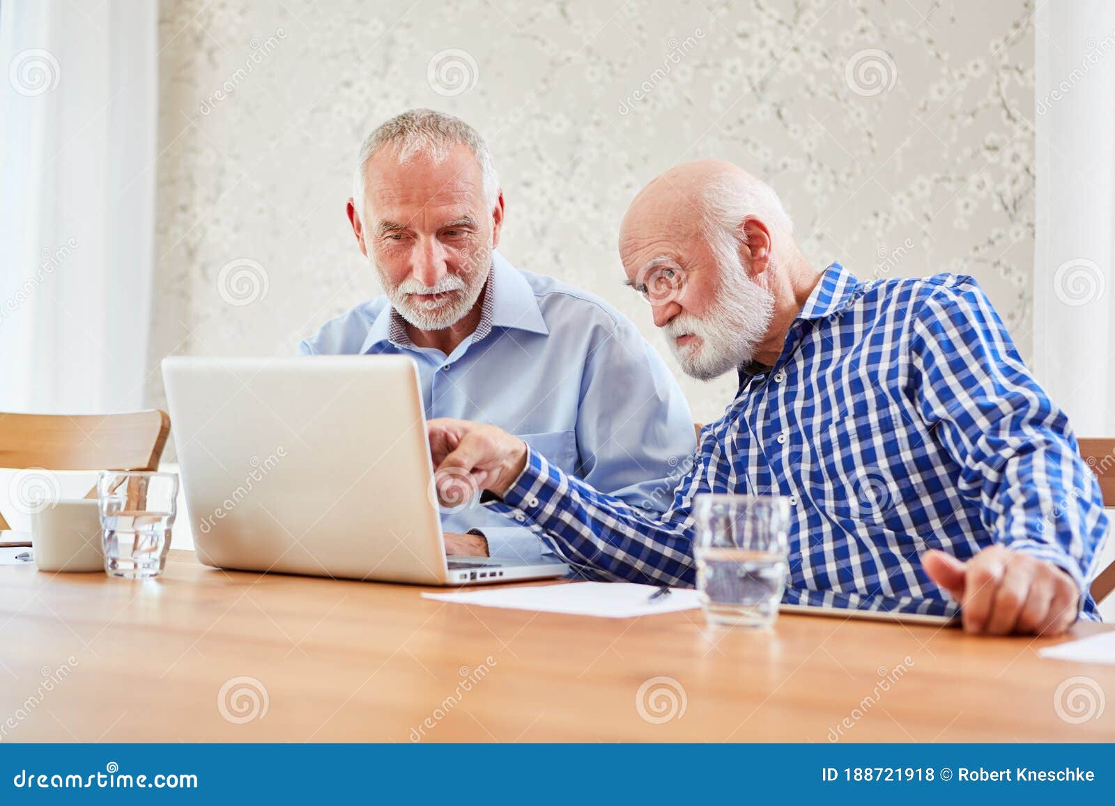 Two Seniors at the Laptop Computer in the Retirement Home Stock Photo ...