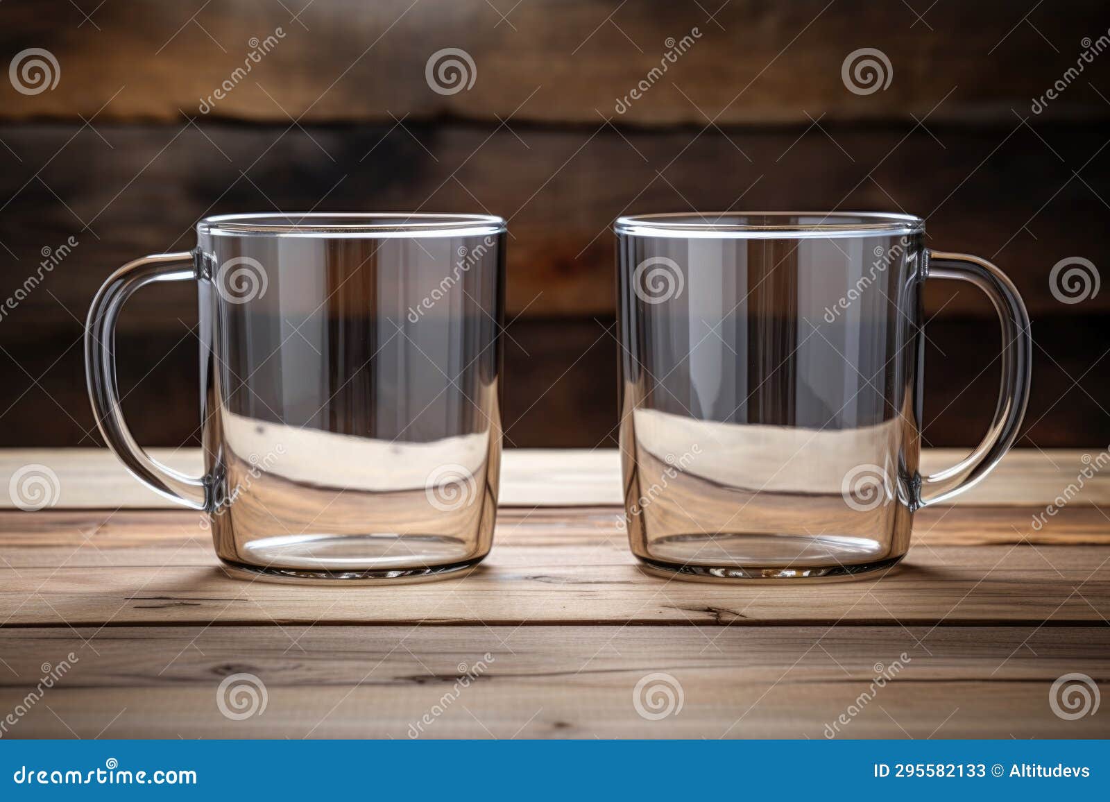 Two Separate Coffee Mugs on a Split Wooden Table Stock Illustration ...