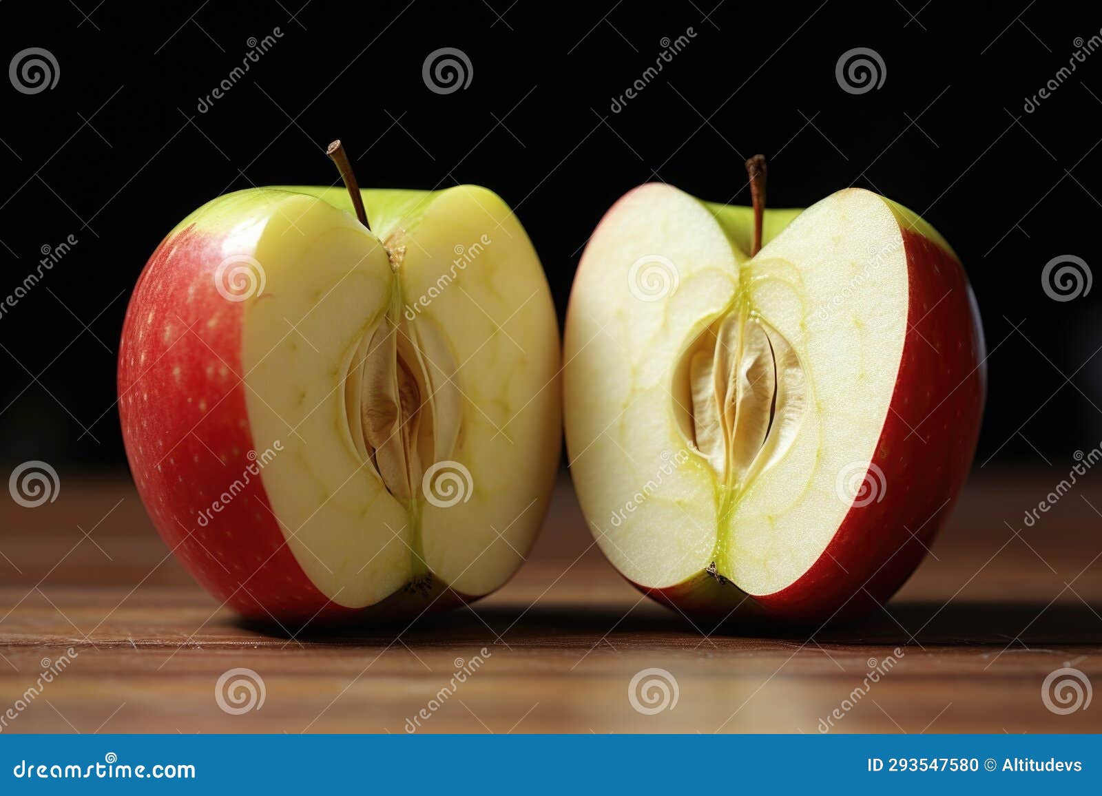 Two Separate Halves of an Apple Coming Together Stock Photo - Image of ...