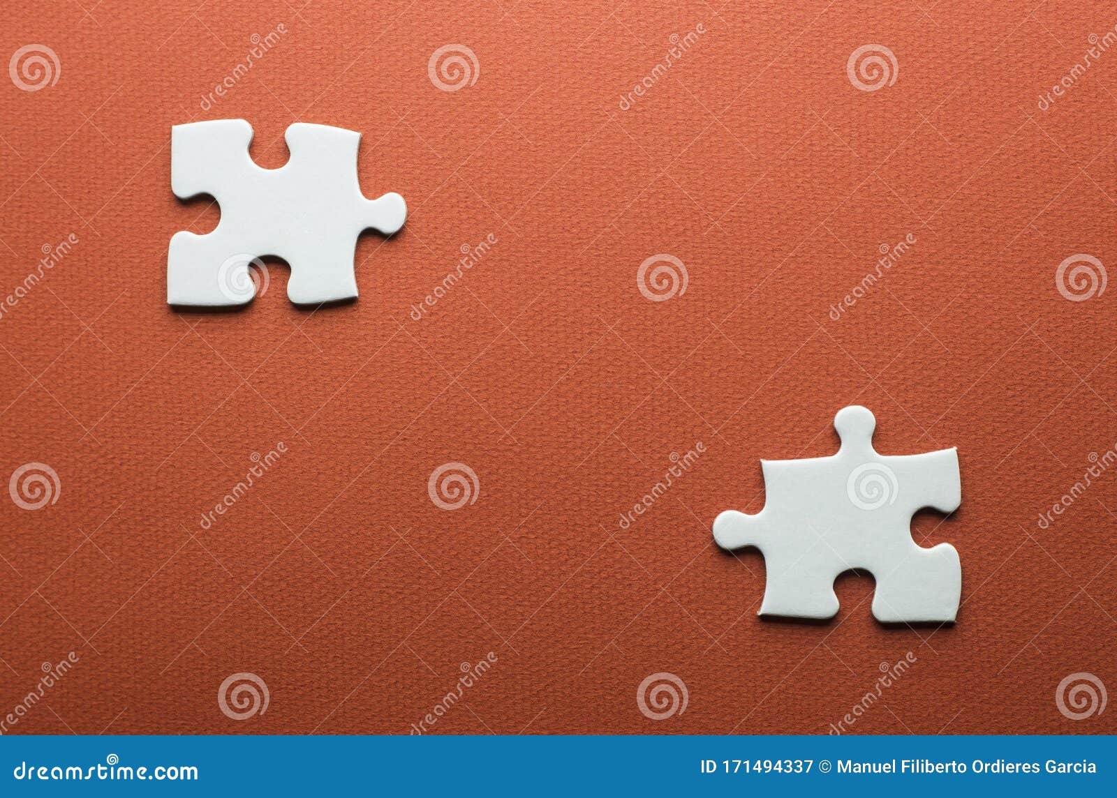 Two Separate Puzzle Pieces on an Orange Background Stock Image - Image ...