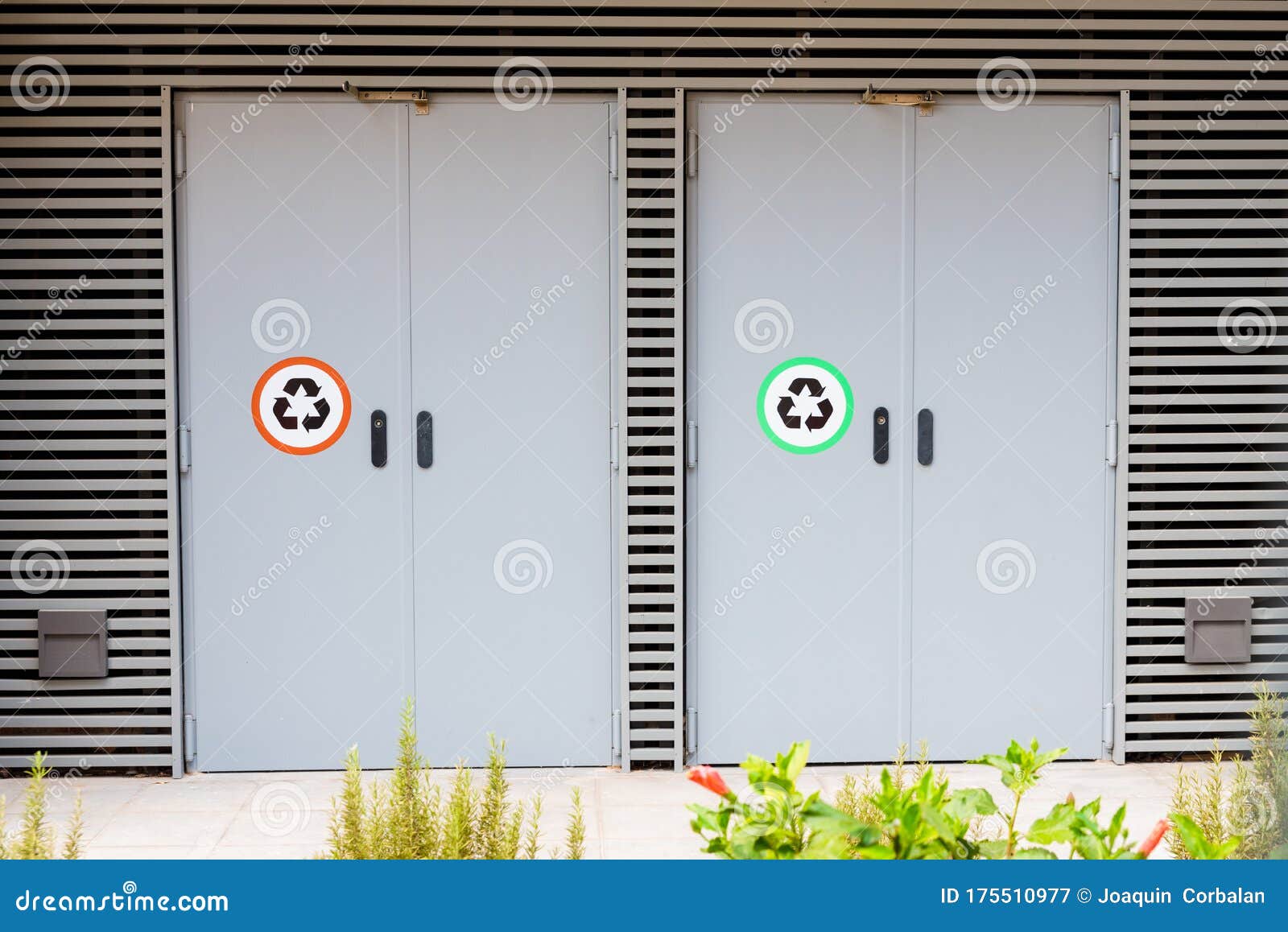 Two Service Doors To Remove Recyclable Garbage from an Office Building ...