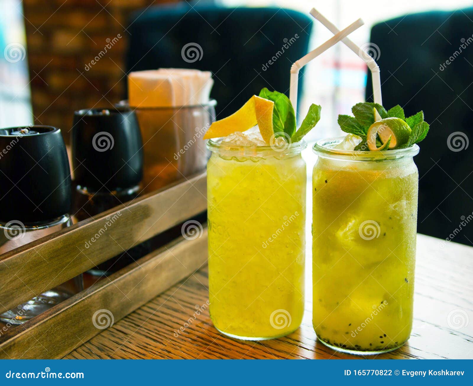 Fresh Lemonade on the Table of the Summer Cafe Stock Photo - Image of ...