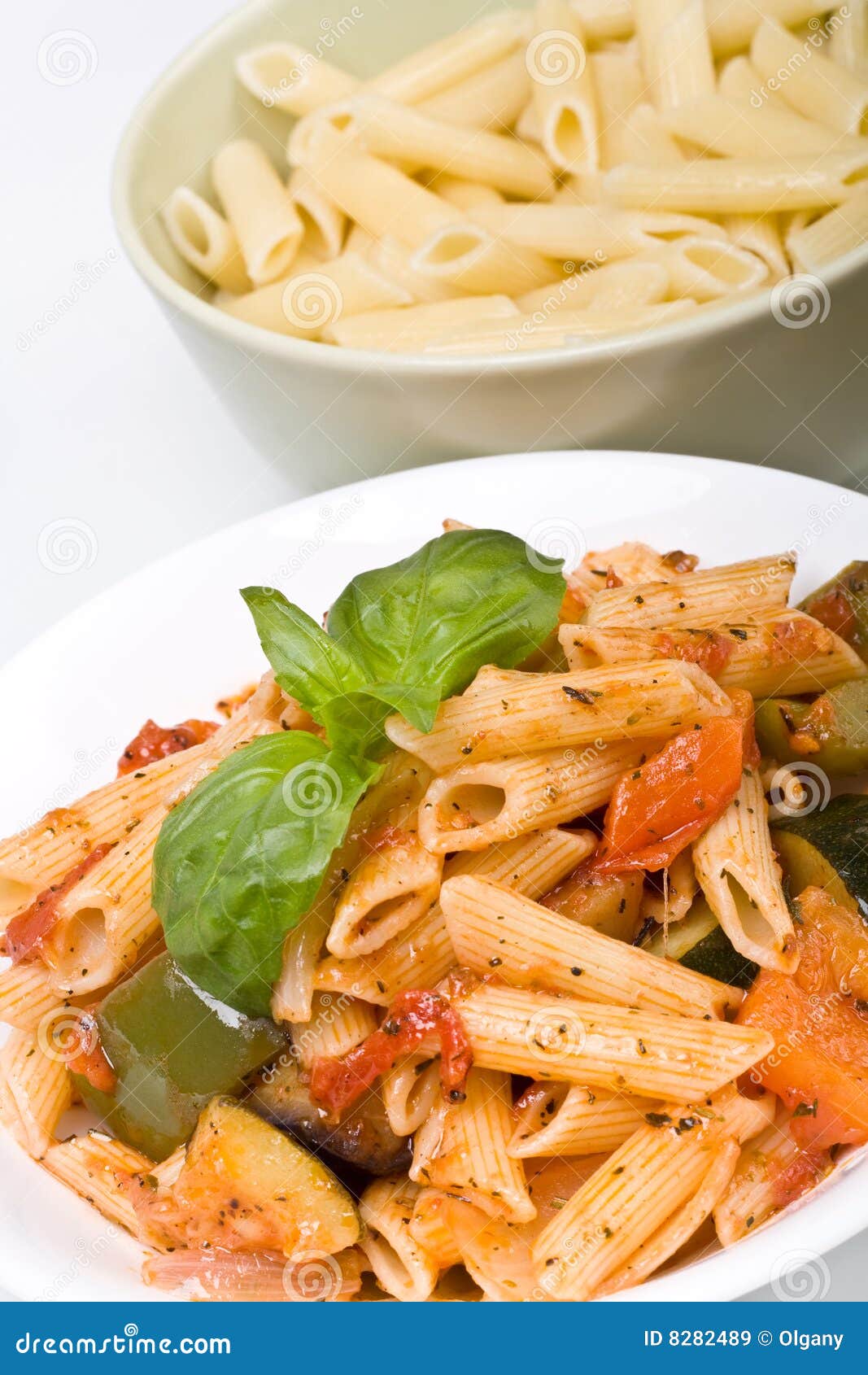 Two Servings of Penne Pasta Stock Image - Image of corgette, dish: 8282489