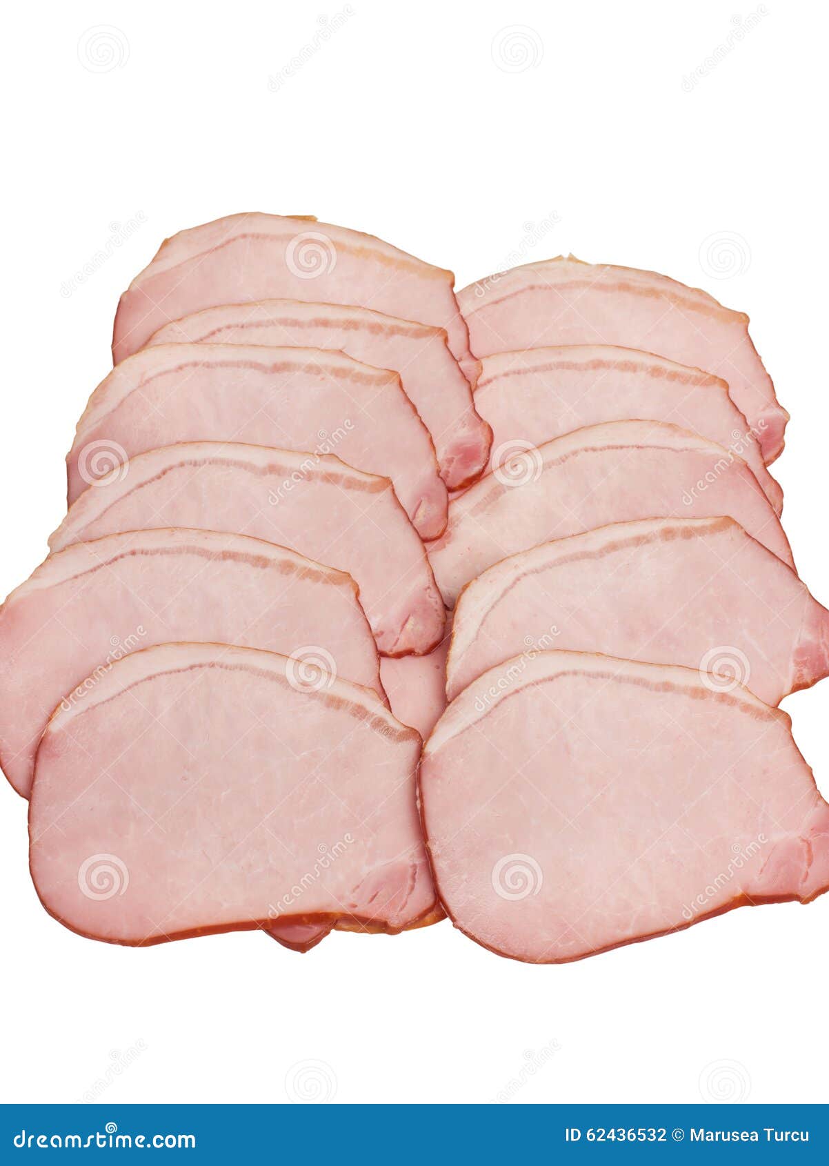Two Sets of Ham Slices Isolated Stock Photo - Image of delicious, tasty ...