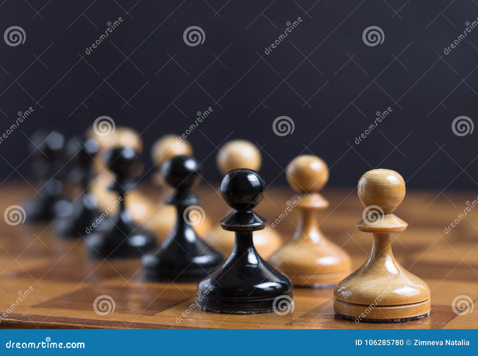 Two Sets of Pawn on Chessboard Stock Photo - Image of line, black ...