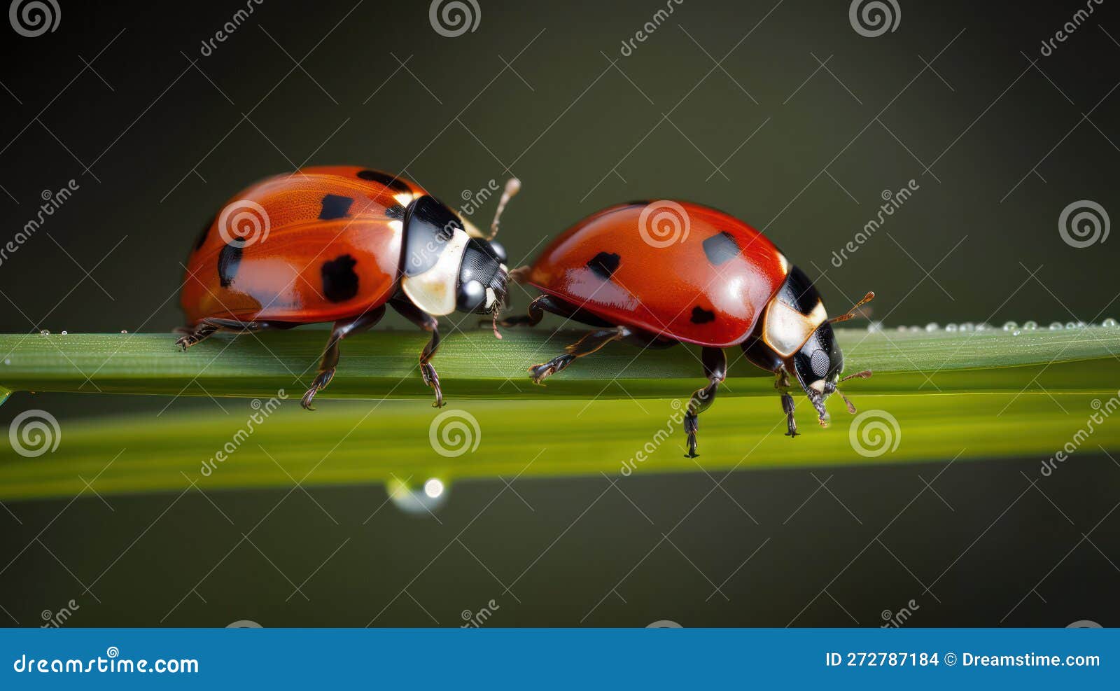 Two Seven-spotted Ladybugs on a Blade of Grass Stock Illustration - Illustration of chafer ...