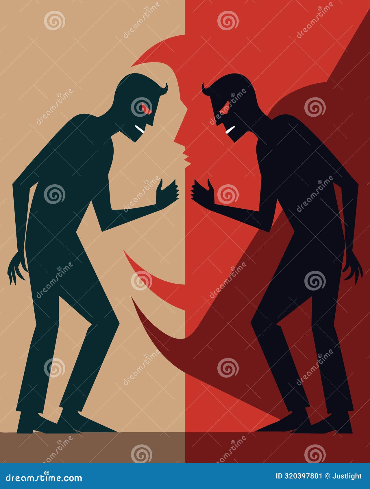Two Shadowy Figures Locked in a Tense Confrontation Representing the ...