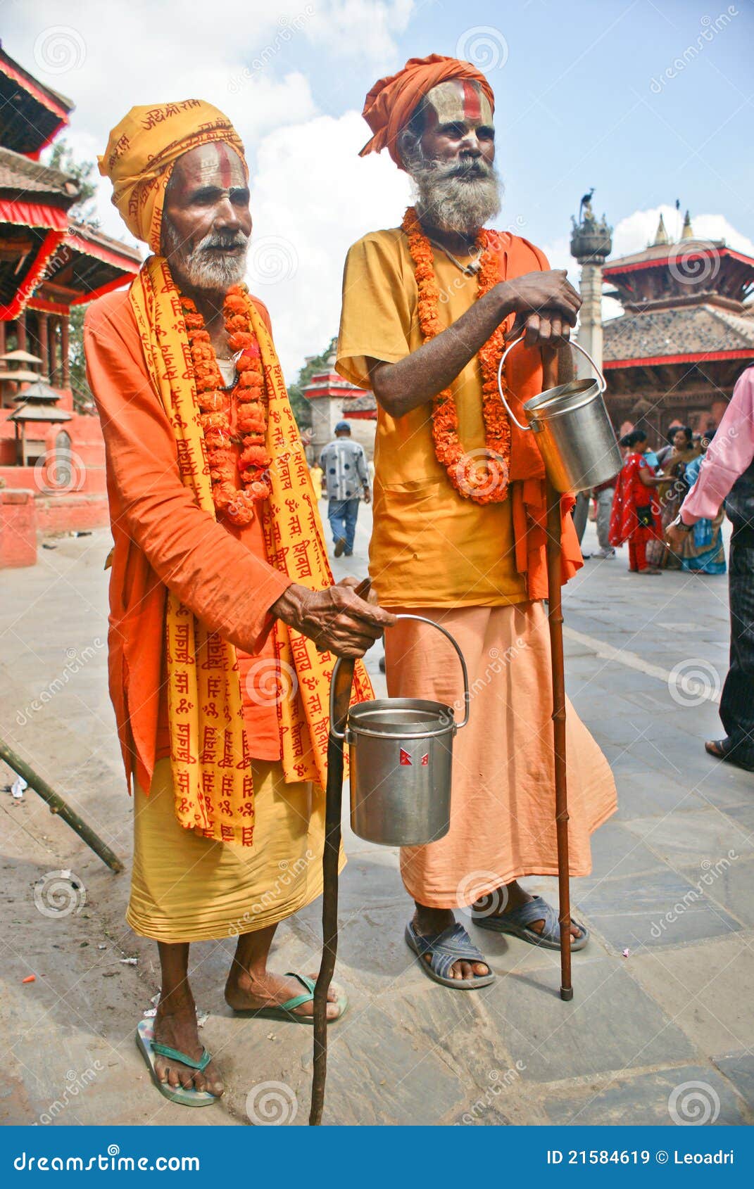 Two Shaiva Sadhu Walking Alms in Front of a Temple Editorial Stock ...