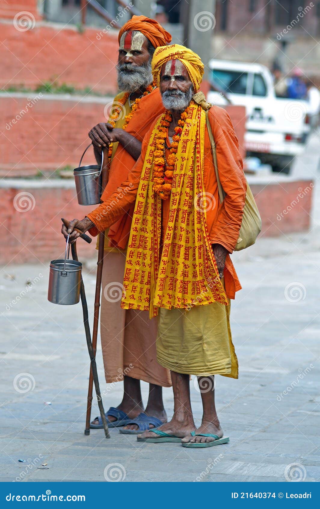 Two Shaiva Sadhu Walking Alms in Front of a Temple Editorial Stock ...