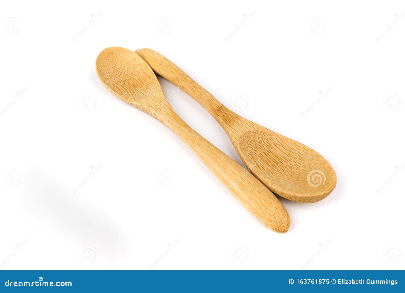 Two Shallow Bamboo Spoons in a Shape for Display Stock Image - Image of ...