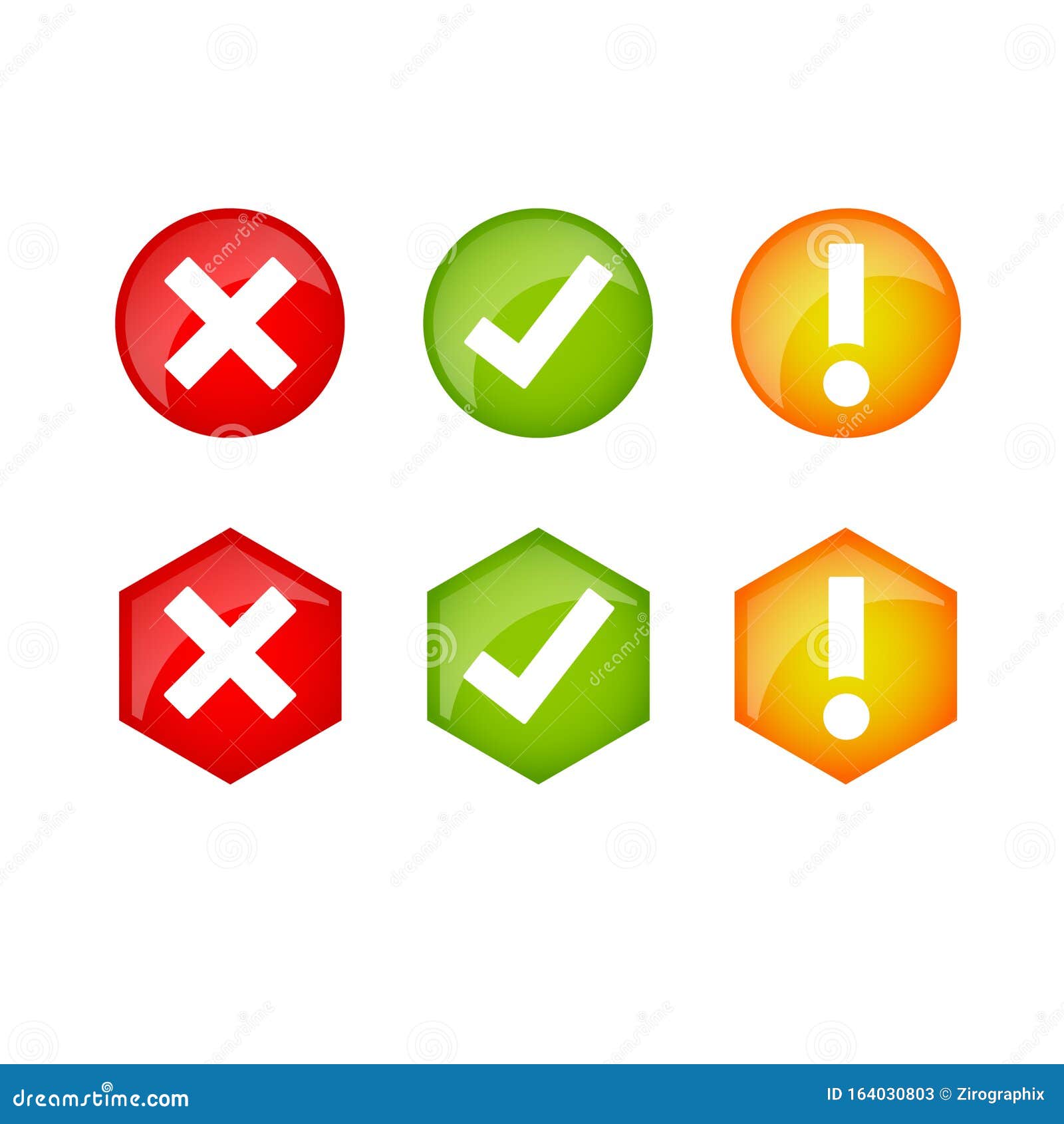 No Okay and Exclamation Mark Buttons Stock Illustration - Illustration ...