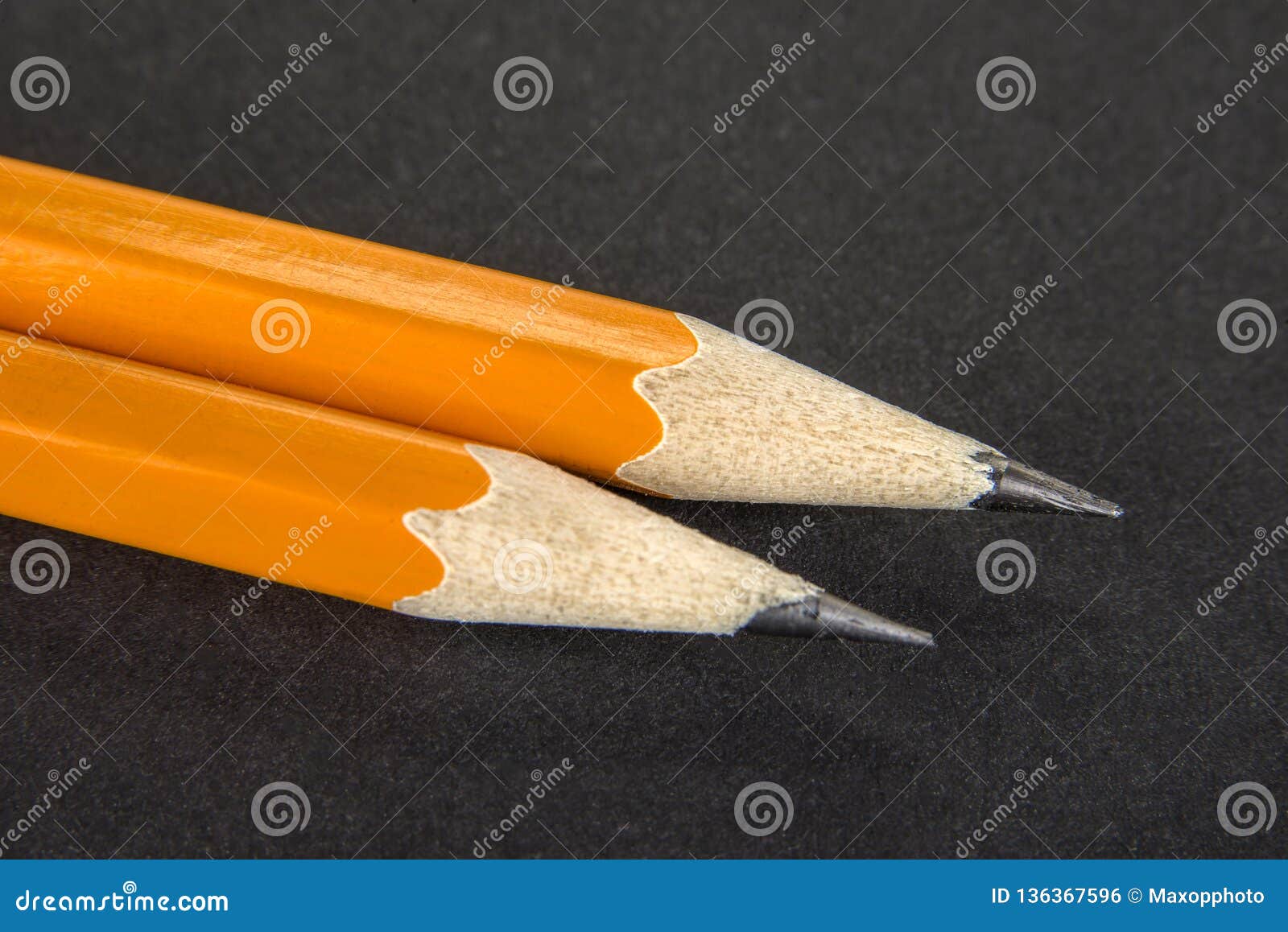 Two Sharpened Pencils on a Black Background Stock Photo - Image of ...