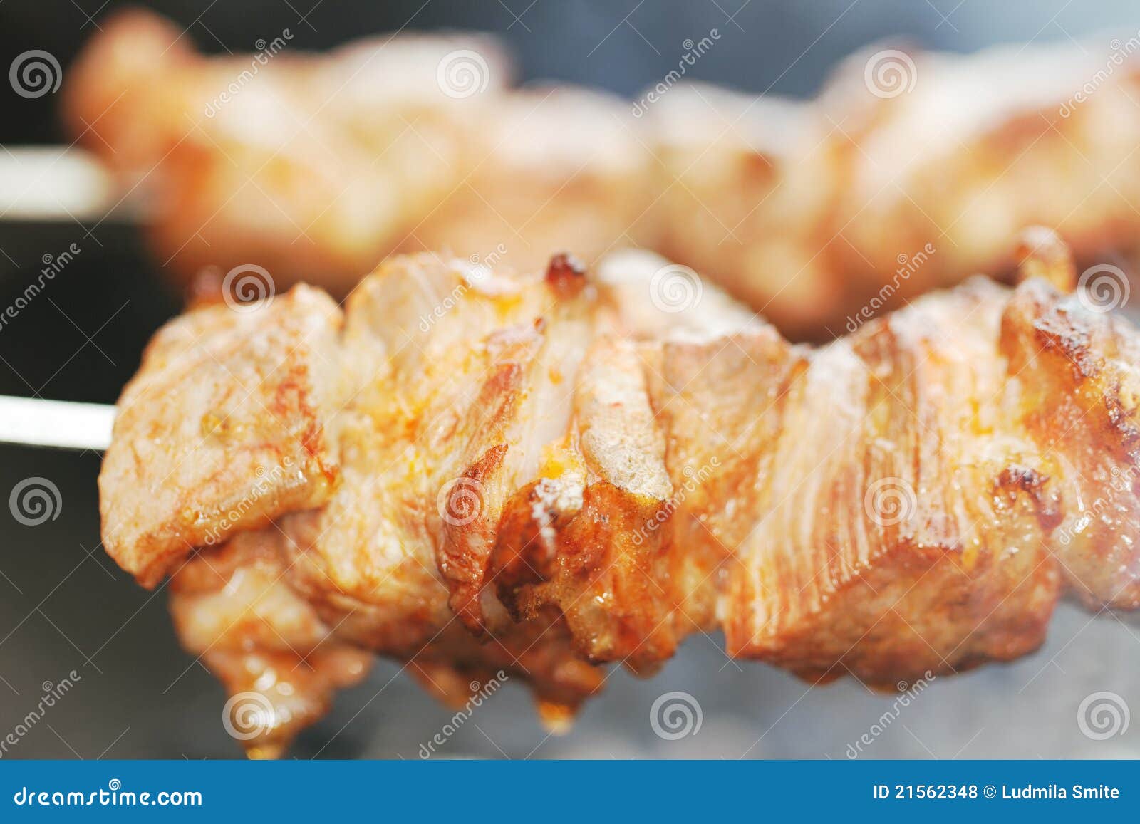 Two shashliks. stock photo. Image of pork, flame, charcoal - 21562348