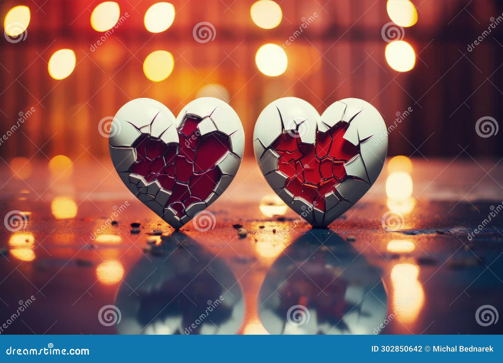 Two Shattered Hearts, Symbolizing Love S End and Heartbreak Stock ...