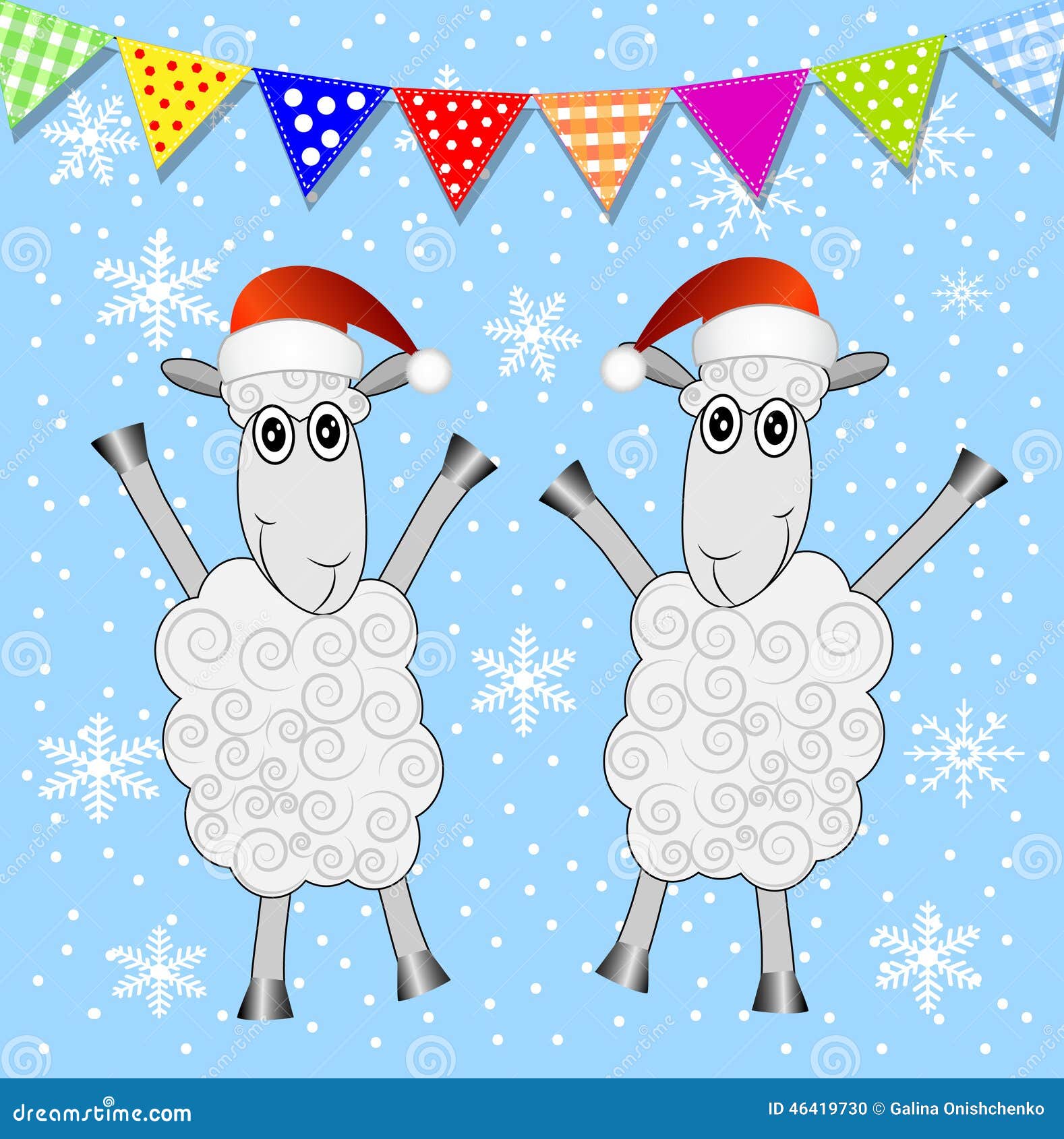 Two Sheep and Festive Garland Stock Vector - Illustration of hubcap ...
