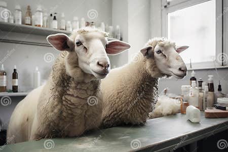 Two Sheep in Laboratory. Generative AI Stock Illustration ...