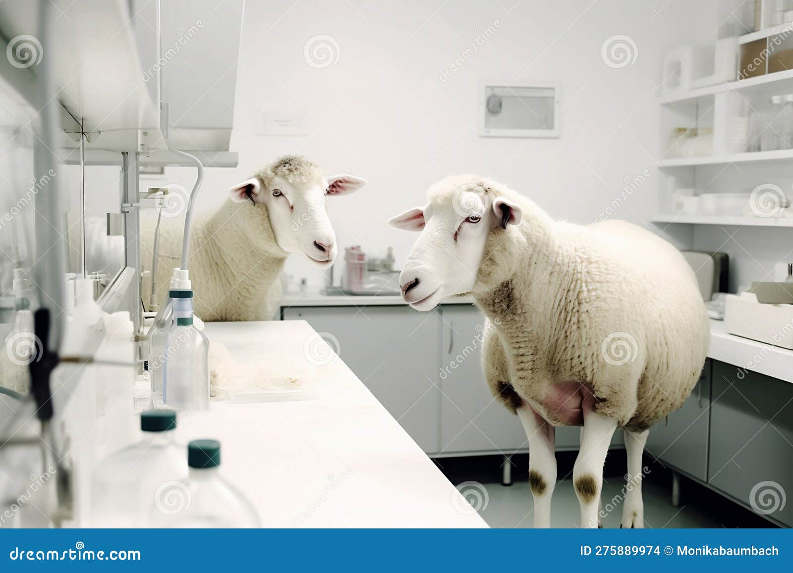 Two Sheep in Laboratory. Generative AI Stock Illustration ...